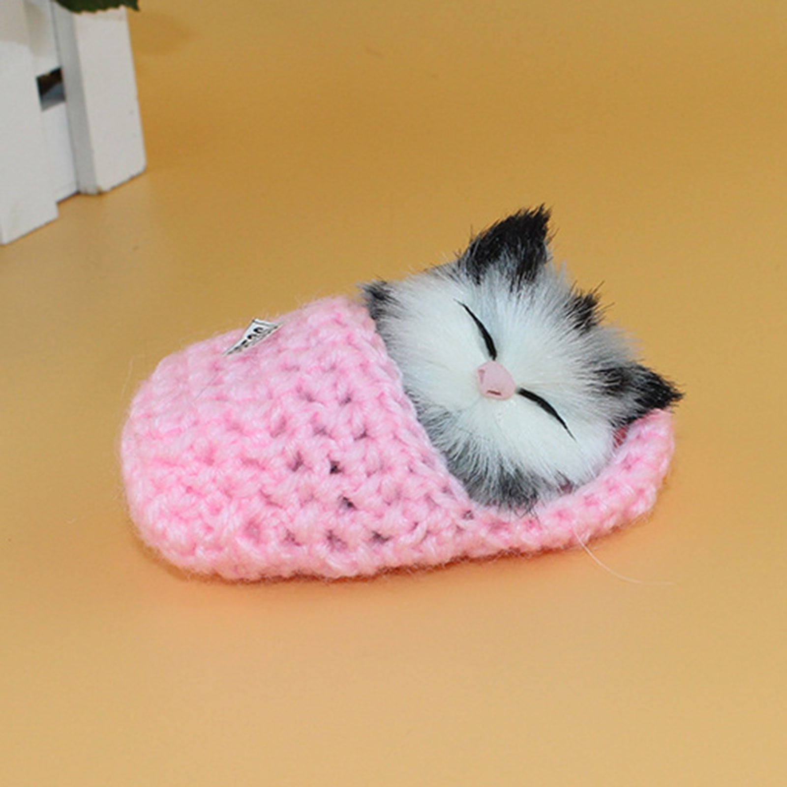 XUYAN 3.94inch Cute Sleeping Cat Slippers Sounding Plush Animal Toy ...