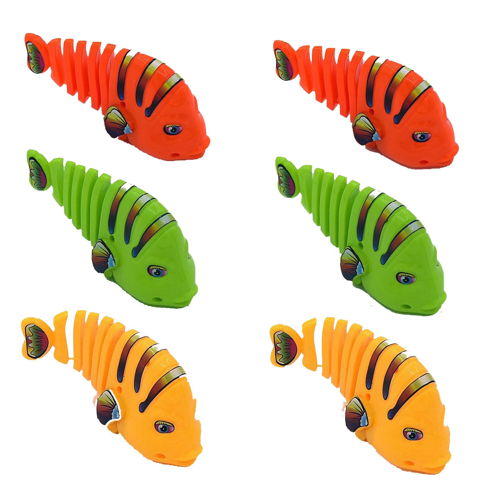 XUYAN 6 PCS Plastic Wind Up Wiggle Fish Toys 2024 New Clockwork ...