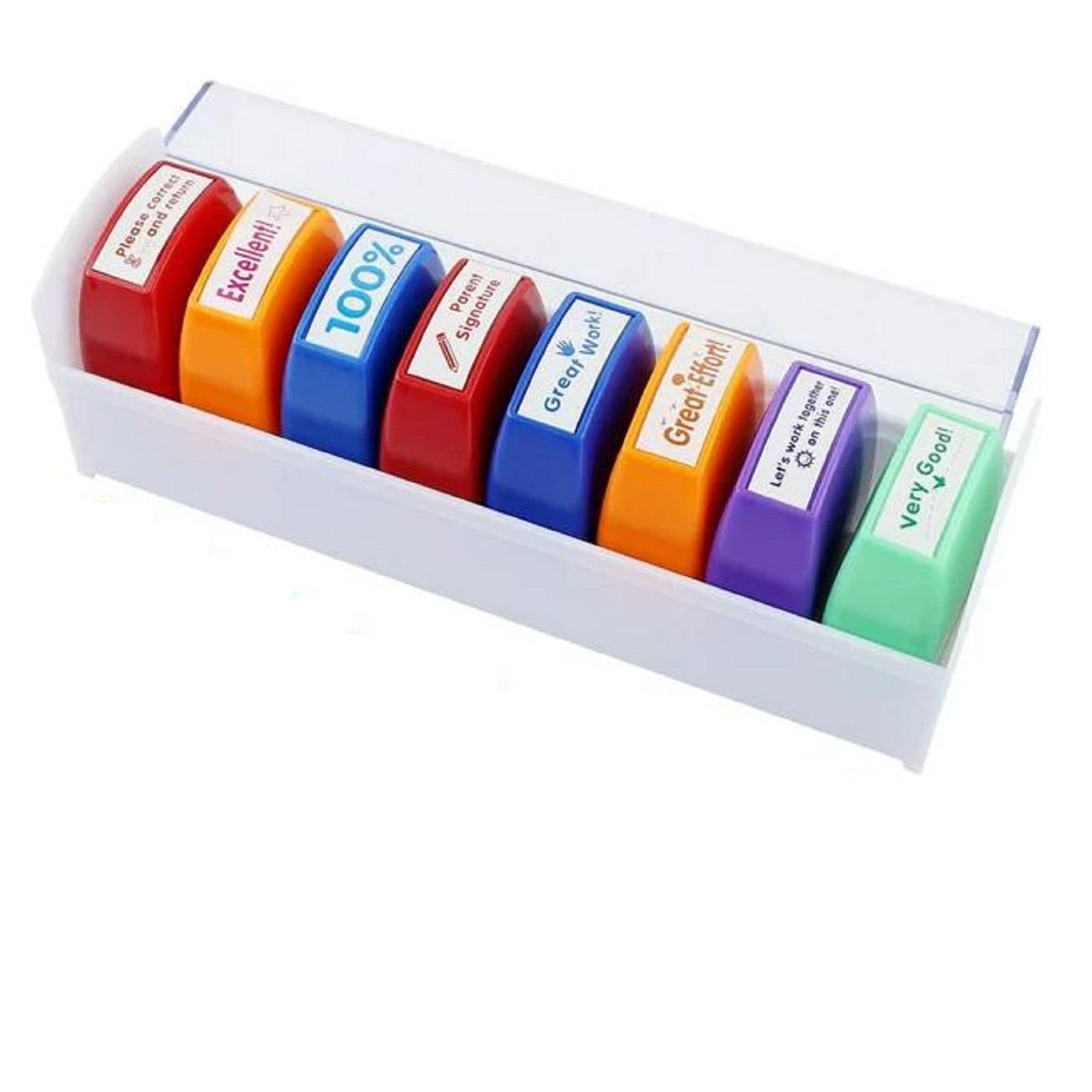 XUYAN 8 Pieces Teacher Stamps Set, Colorful Self-Inking Motivation ...