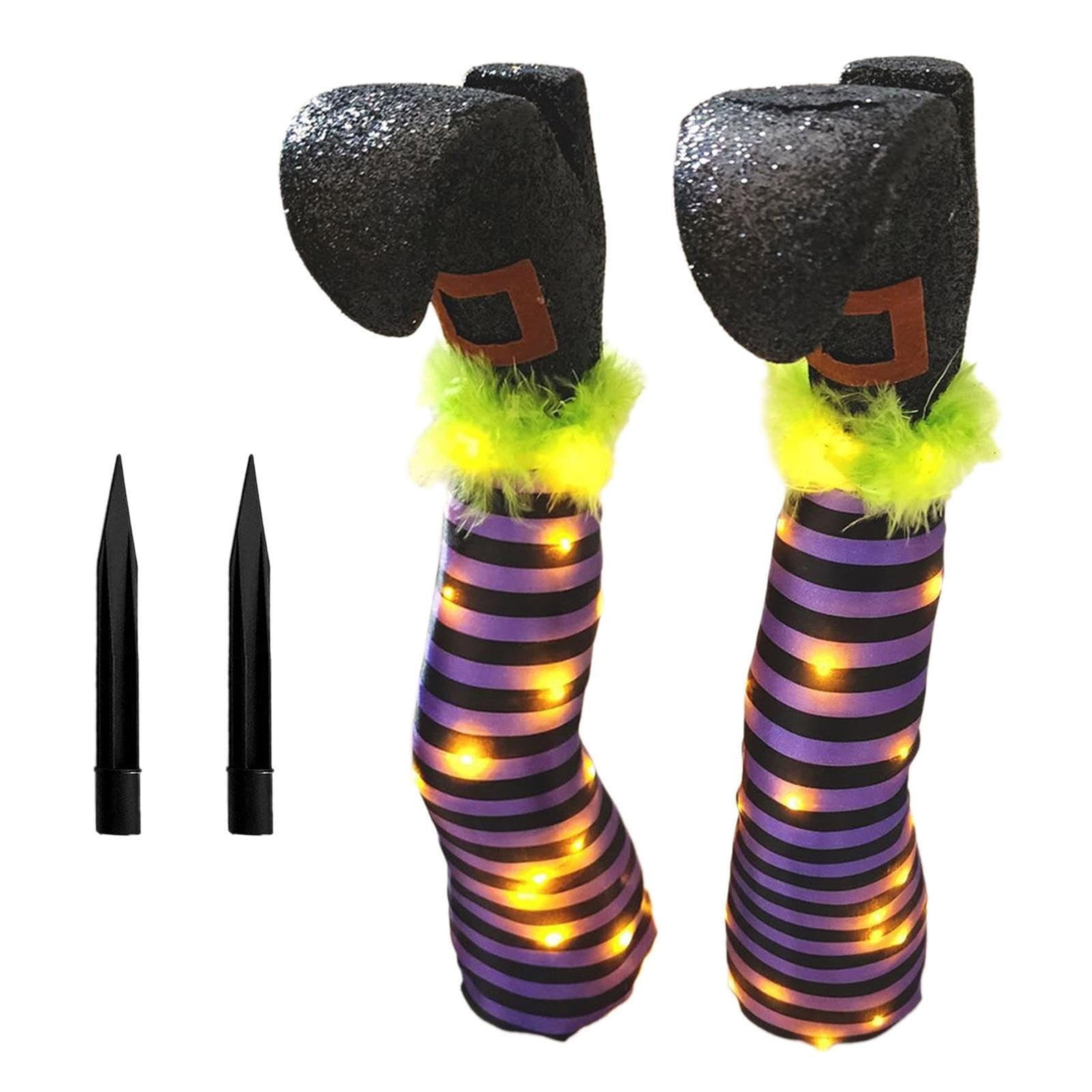 XUYAN 2PCS Halloween LED Witch Legs with Light Feet with Boot Stake ...