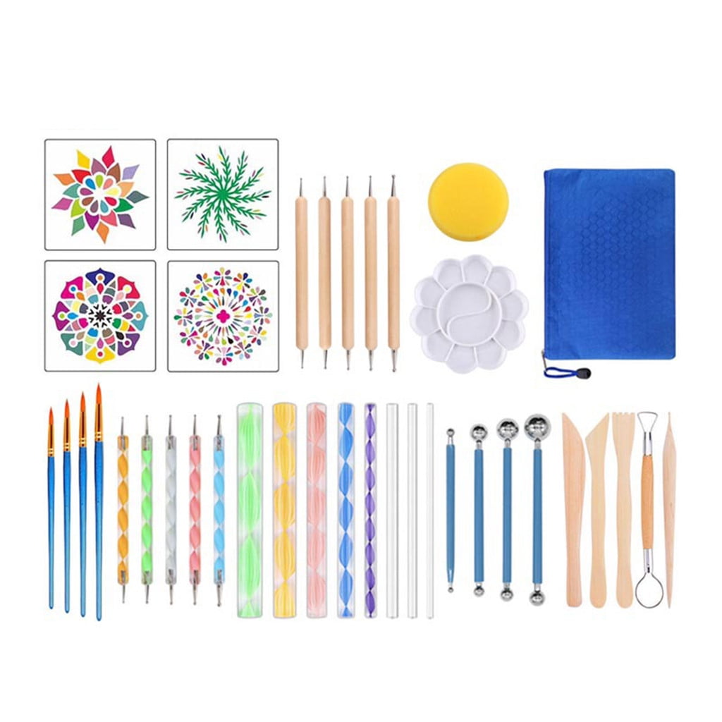 XUYAN 38pcs Pattern Dotting Tools Set Stone Painting Kit Pen Brushes Stencil Drawing Art for ...