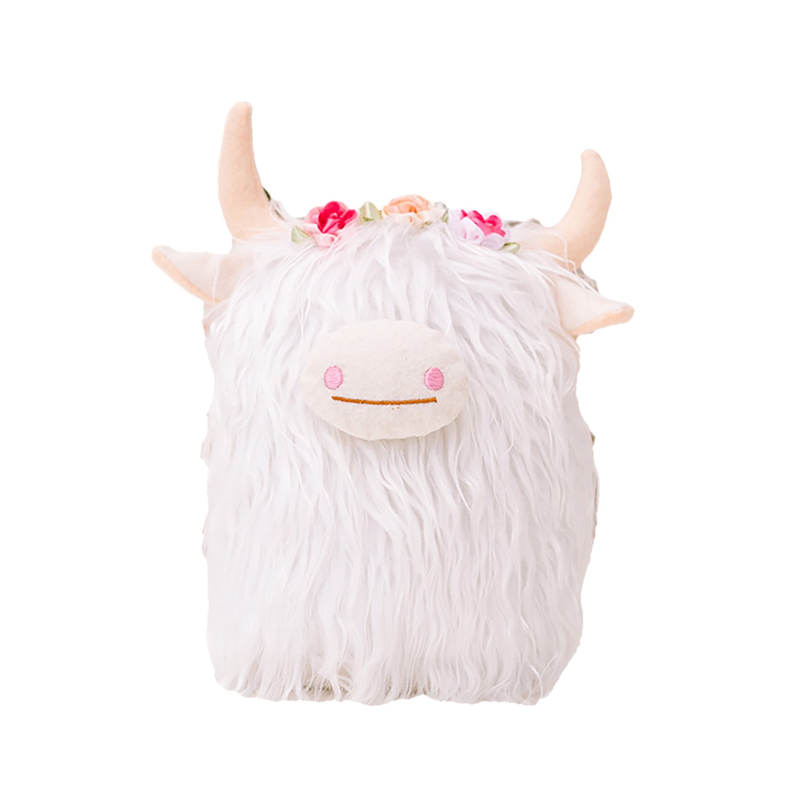 XUYAN 9.05" Cow Sitting Posture Scottish Cattle Animal Plush Doll Long ...