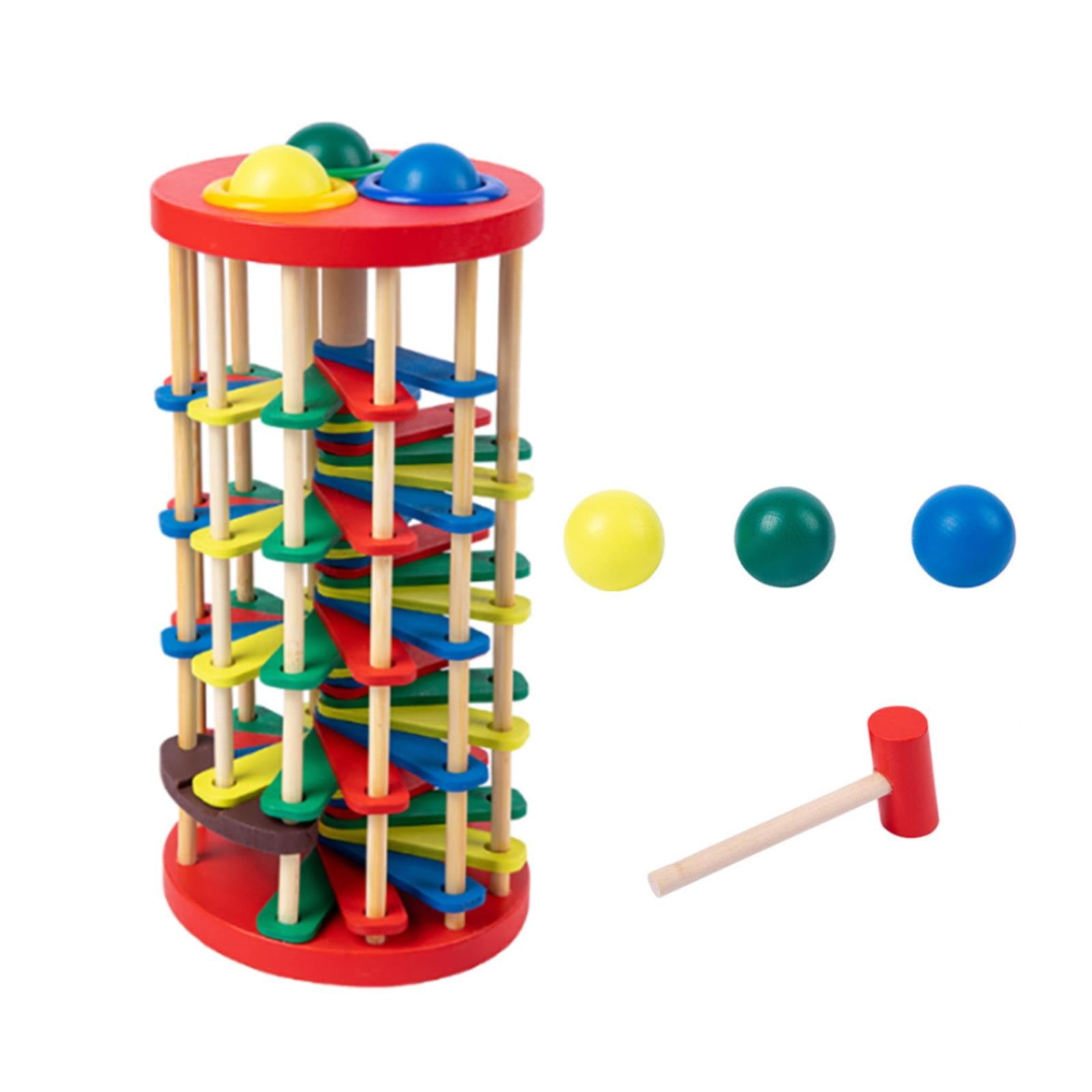 XUYAN Deluxe Pound and Roll Wooden Tower Toy with Hammer Educational ...