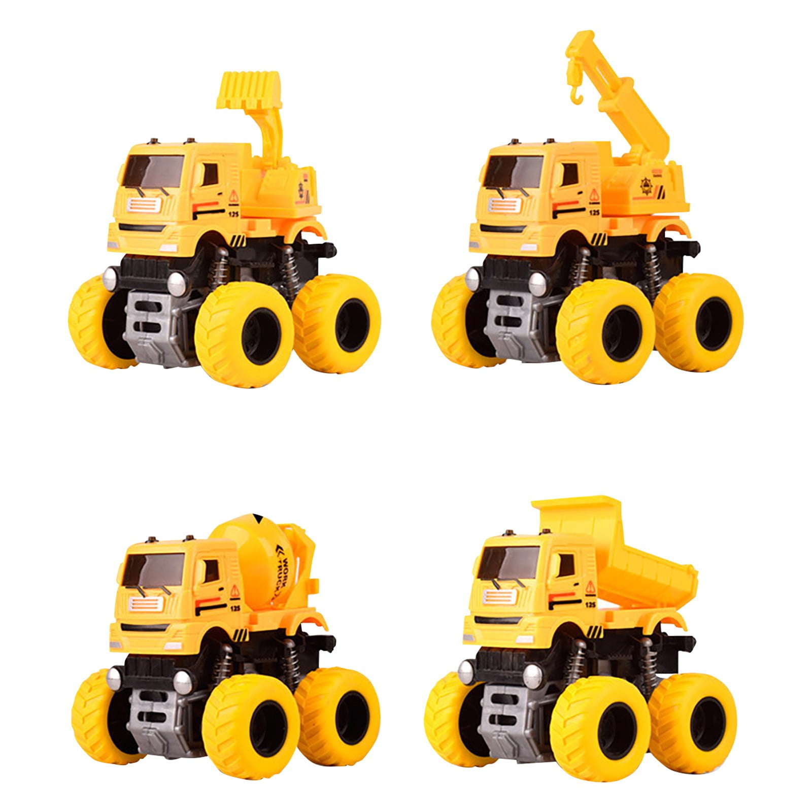 XUYEEYUAN Educational Toys 4-Pack Push Engineering and Friction Car Toy ...