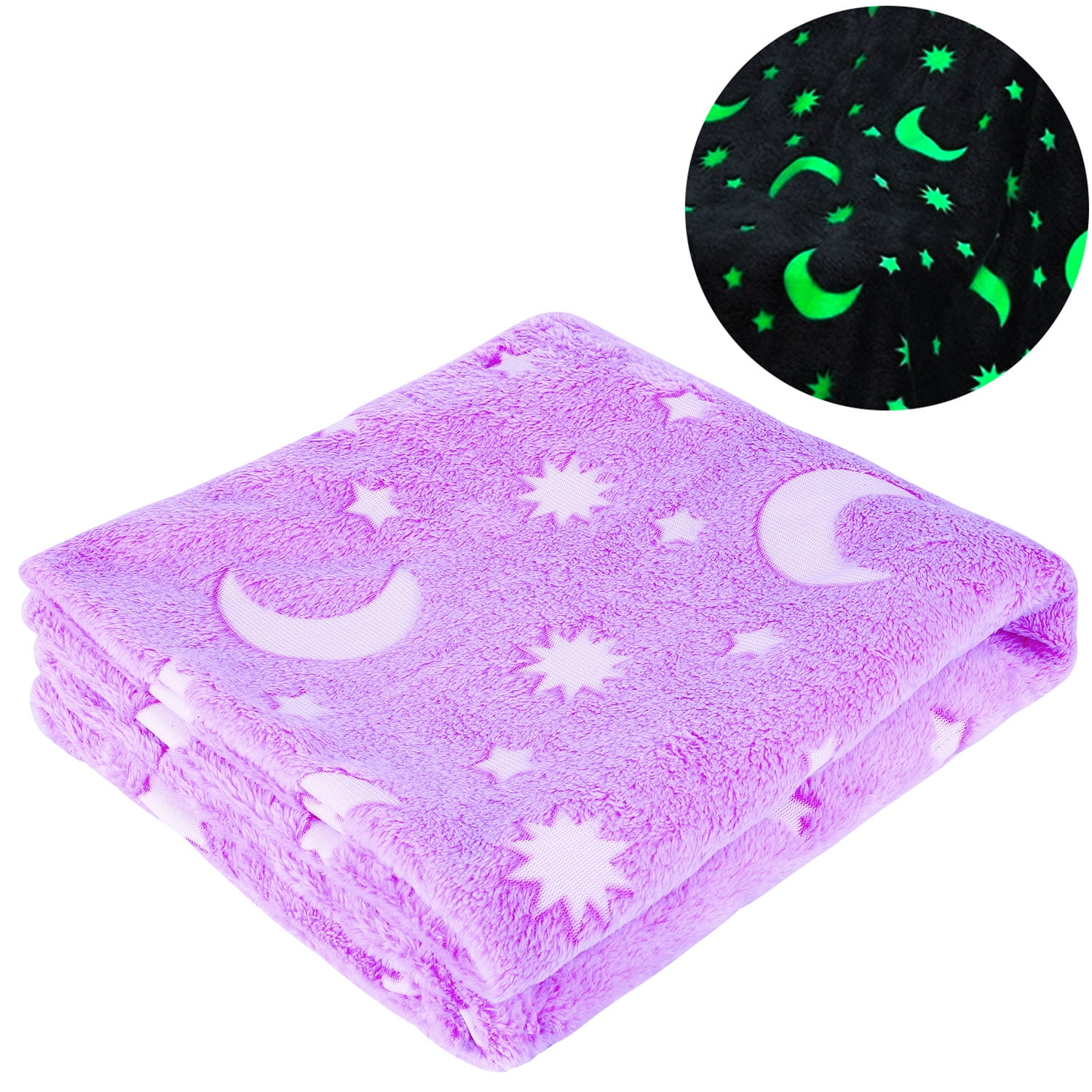 XUYIDAN Glow in The Dark Throw Blanket, Galaxy Stars Pattern Flannel ...