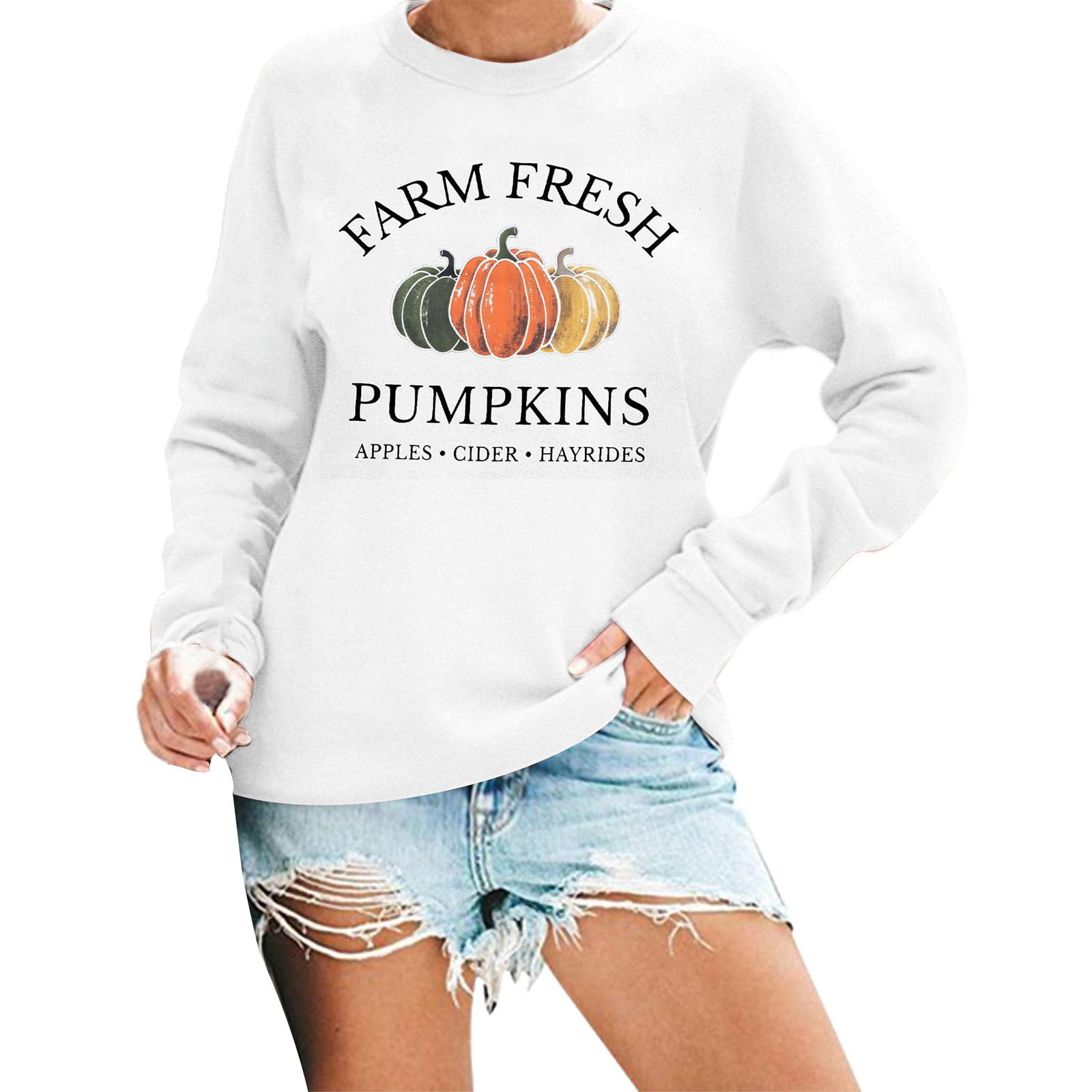 XVJRHAK Farm Fresh Pumpkin Sweatshirt Women Fall Sweatshirt Pumpkin ...