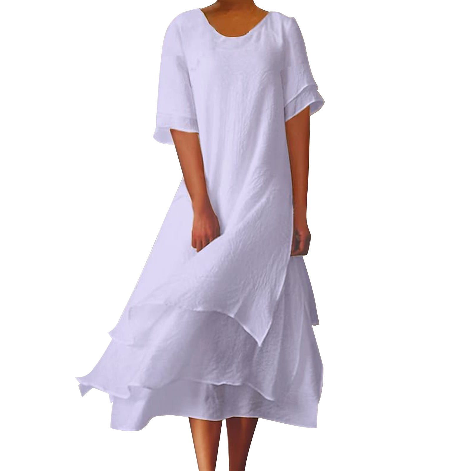 XVJRHAK Petite Maxi Dresses for Women Petite Length Women's Solid Round ...