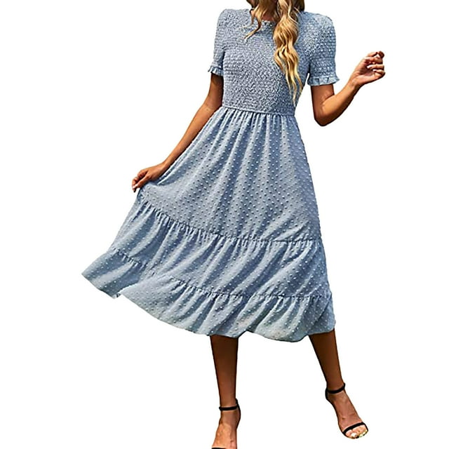 XVJRHAK Women'S Casual Dresses Women Casual Boho Short Sleevejacquard ...