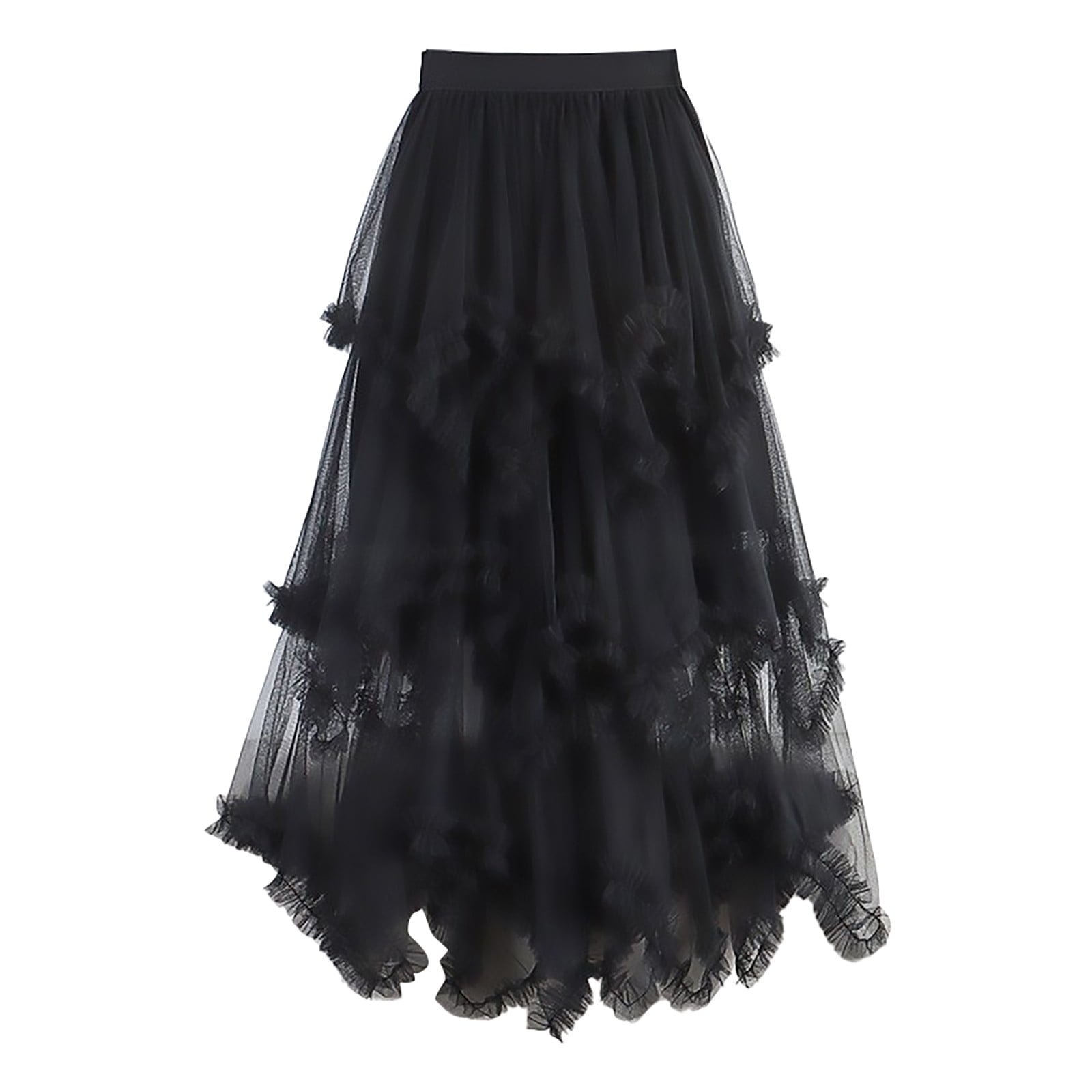 XVJRHAK Womens Skirt Women's Tulle Skirt Ruffle Multilayer Mesh A Line ...