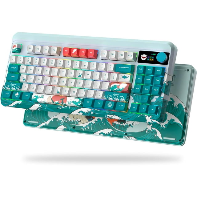 XVX 75% Gaming keyboard with color OLED display and knobs,M87 Pro ...