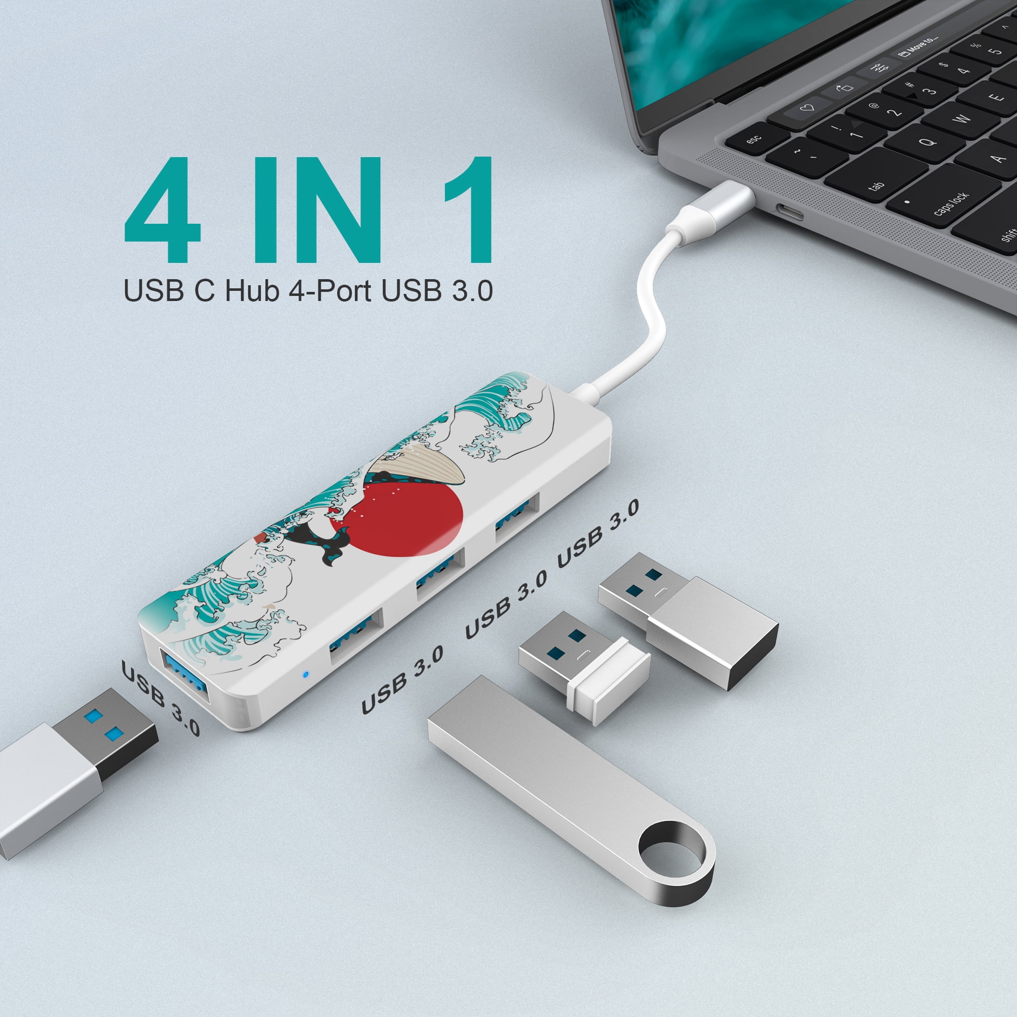 XVX Aluminum 4 IN 1 USB C Hub Multiport Adapter, USB 3.0 Hub,USB ...