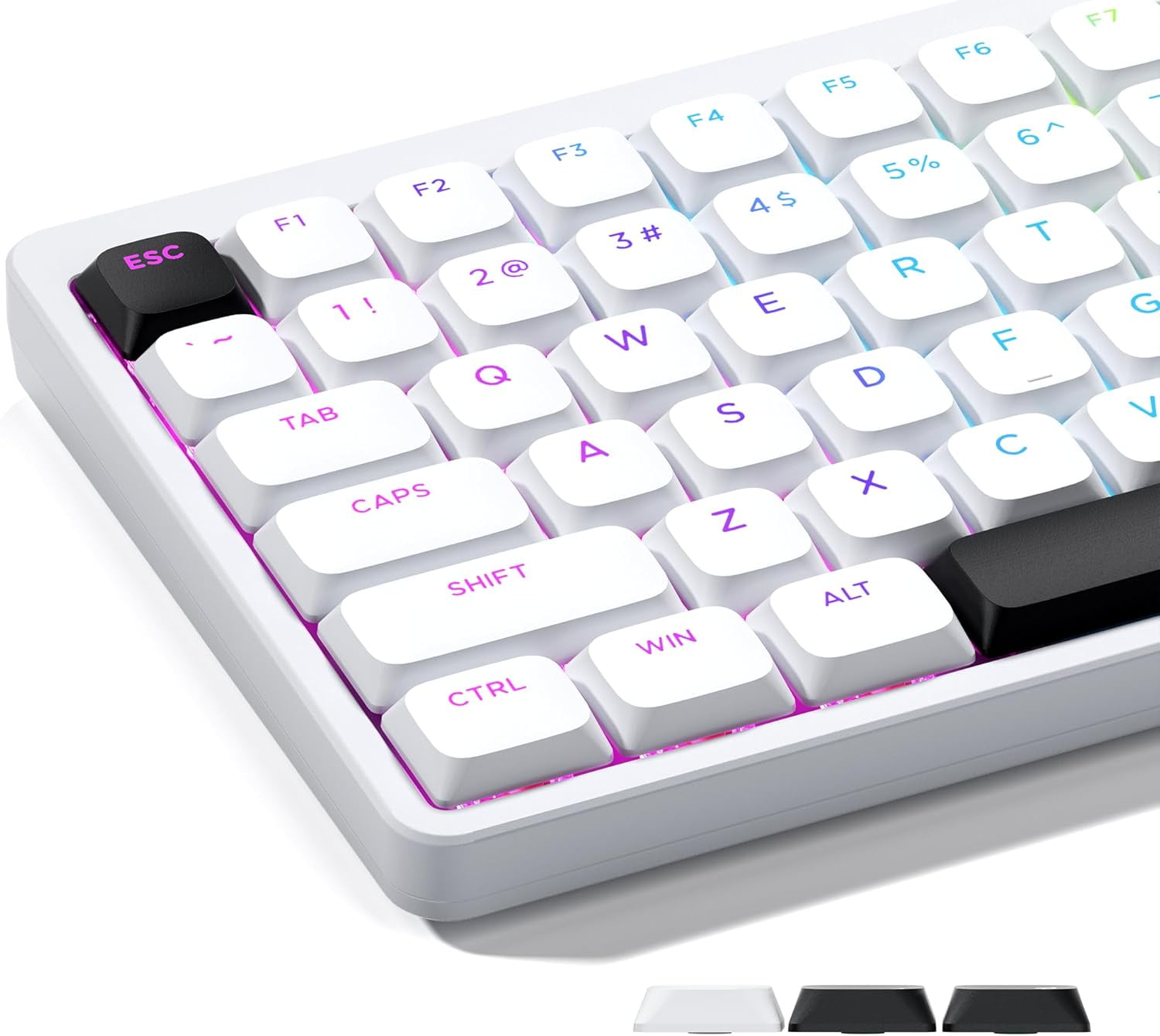 XVX Low Profile White Keycaps, Shine Through Keycap Set, Double Shot ...