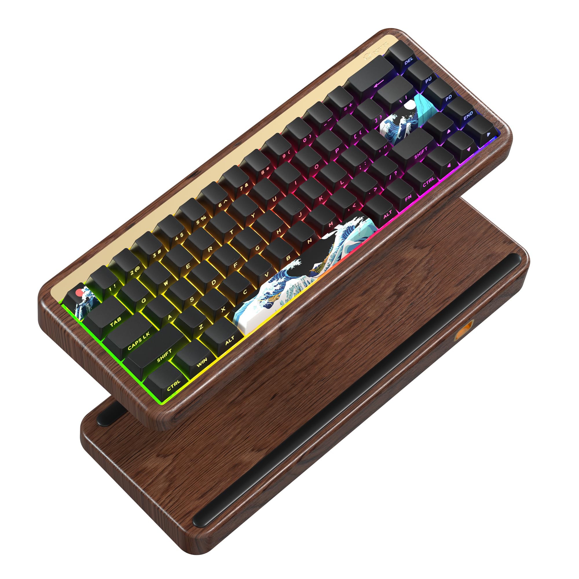 XVX M68 60% Keyboard with Walnut Wooden Case, Retro Gaming Mechanical ...