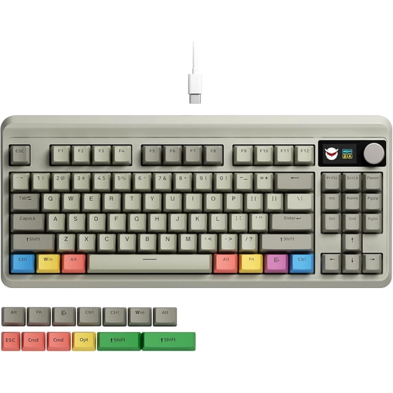 XVX Wired 75% Retro Gaming Keyboard with 2 HUB Ports, M87 Mechanical ...