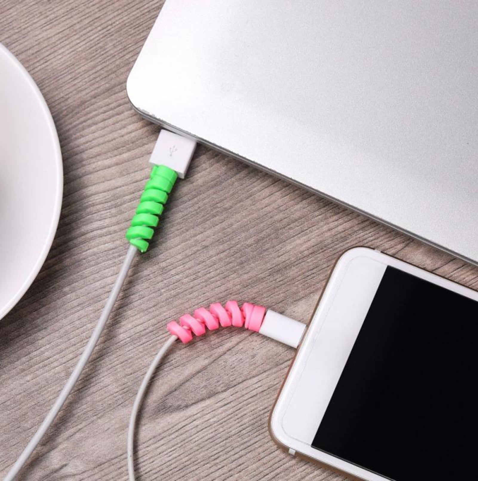 XWQ 1 Pair Charging Cable Protector Durable Anti-tangle Plastic Spiral ...