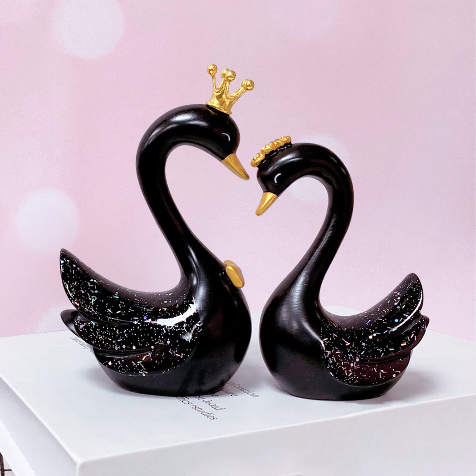 XWQ 2Pcs Swan Crown Statue Decorative Exquisite Lovely Nordic Style ...