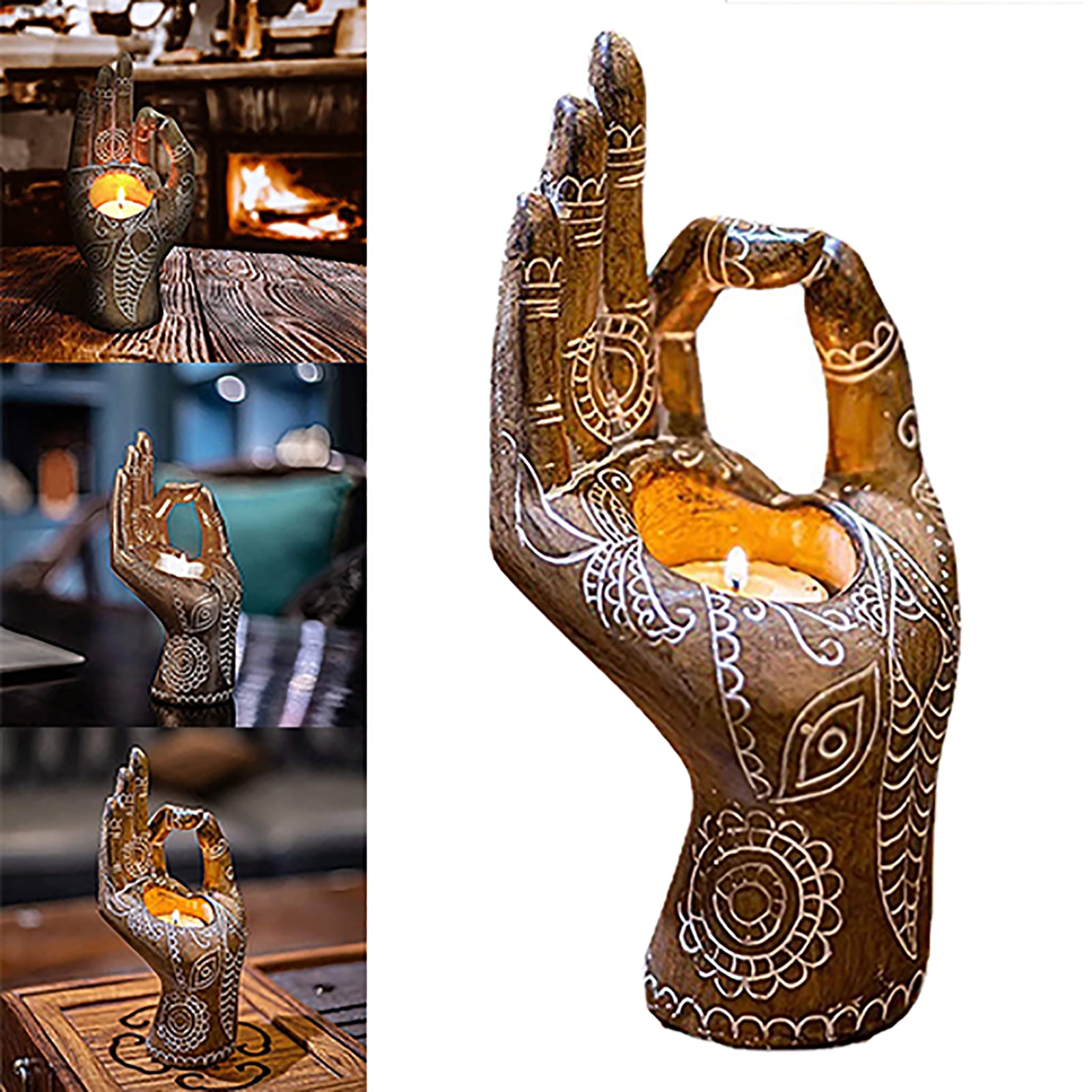 XWQ Candlestick Holder Delicate Decorative Resin OK Posture Palm Hand ...