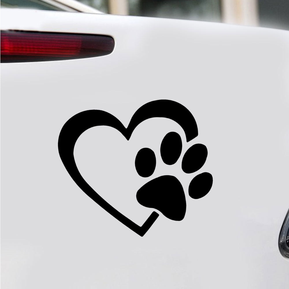 XWQ Cute Heart Dog Paw Car Vehicle Body Window Reflective Decals ...