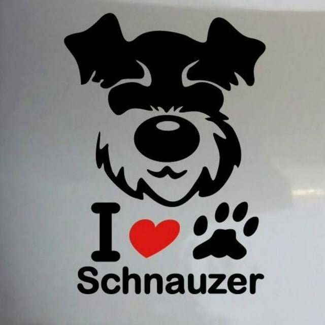 XWQ I Love Schnauzer Puppy Dog Cute Car Vehicle Reflective Decals ...