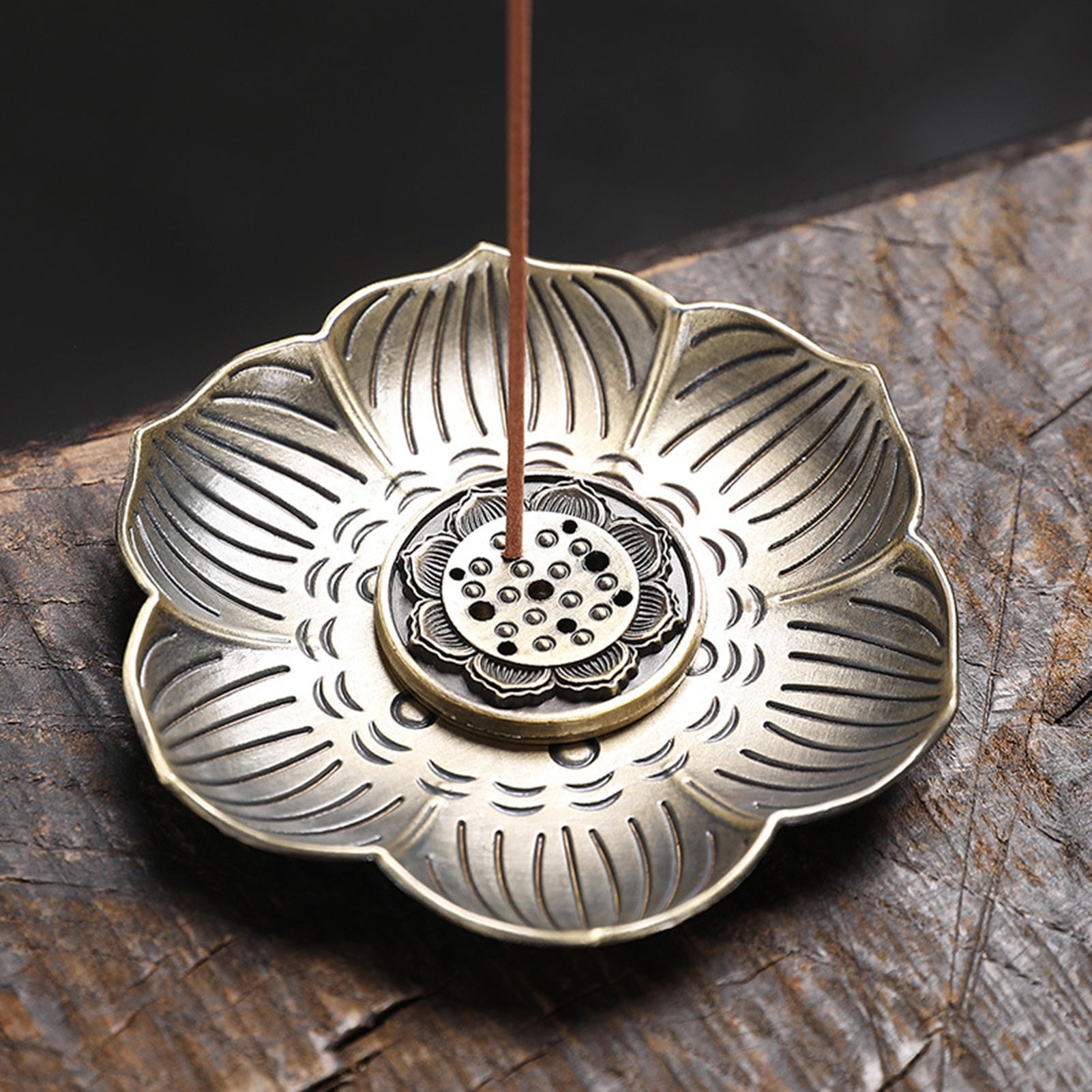 XWQ Realistic Incense Burner Portable Alloy Lotus Shape 9 Holes Incense ...