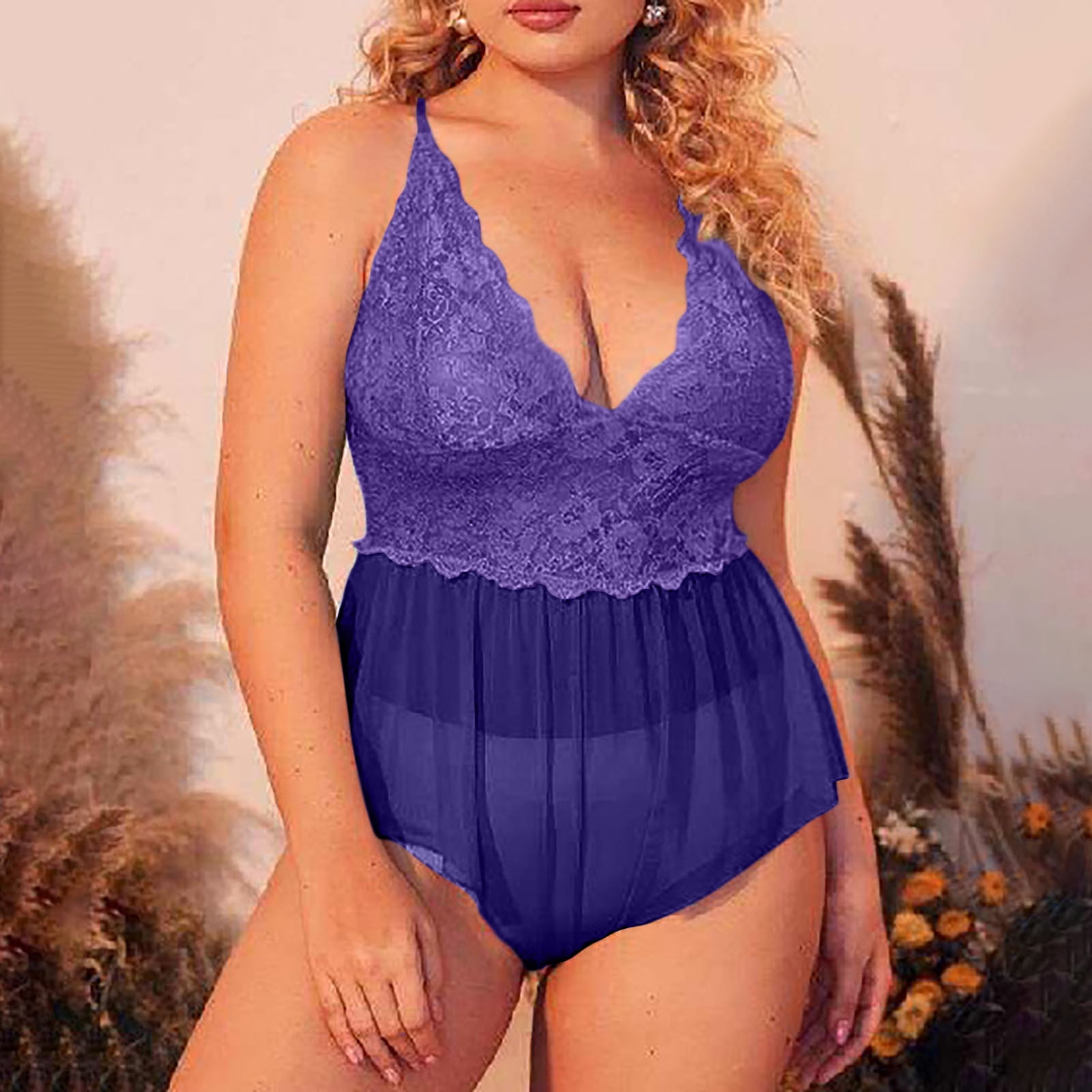Xwshyw Plus Size Womens Pajamas Comfort V Neck Temptation Pajamas Set