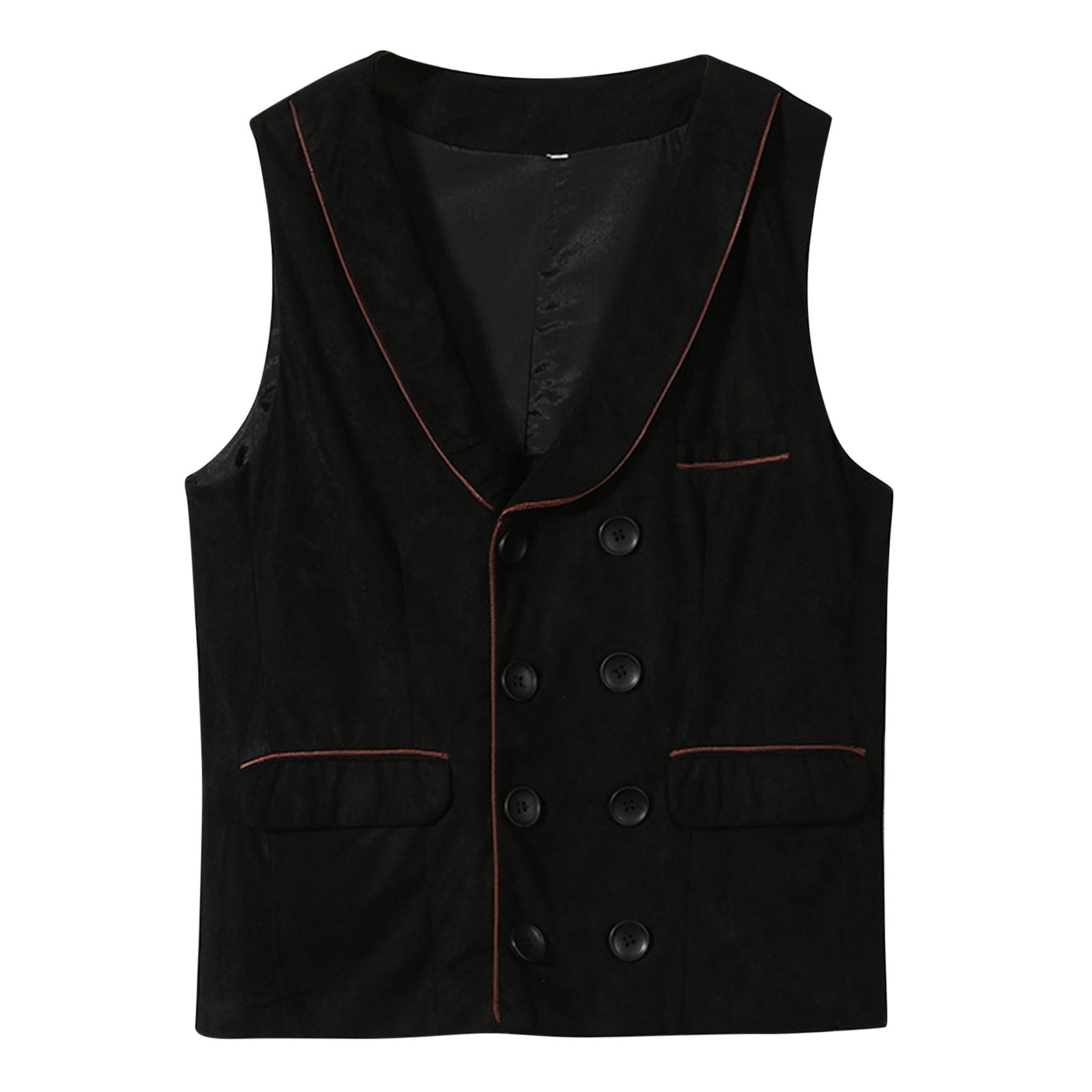 XWSHYW Mens Clothes Mens Suit Base Vest, Solid Color Lapel Double ...