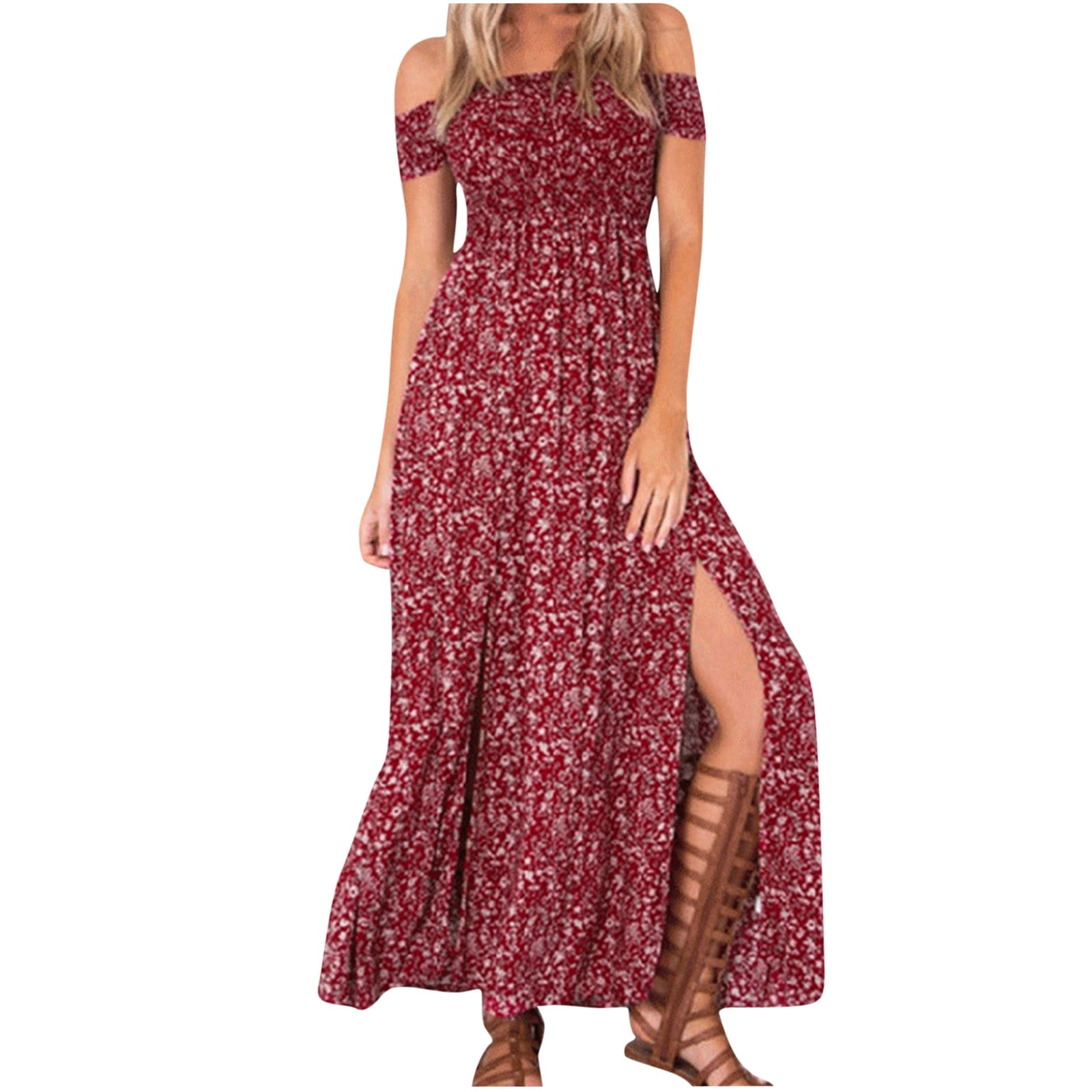 XWSHYW Summer Dresses for Women 2025 Fashion Crewneck Loose Dress Half ...