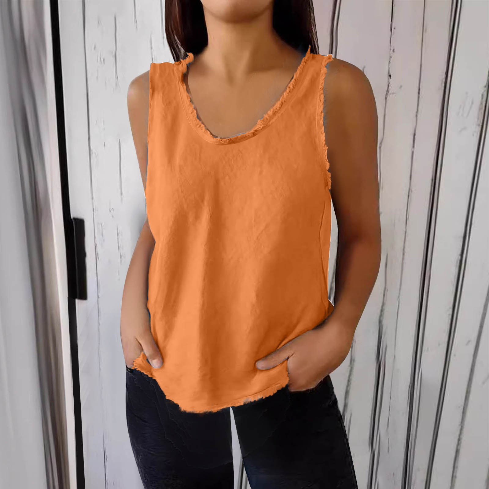 XWSHYW Summer Tank Tops for Women 2025 Cotton and Linen Solid Color ...