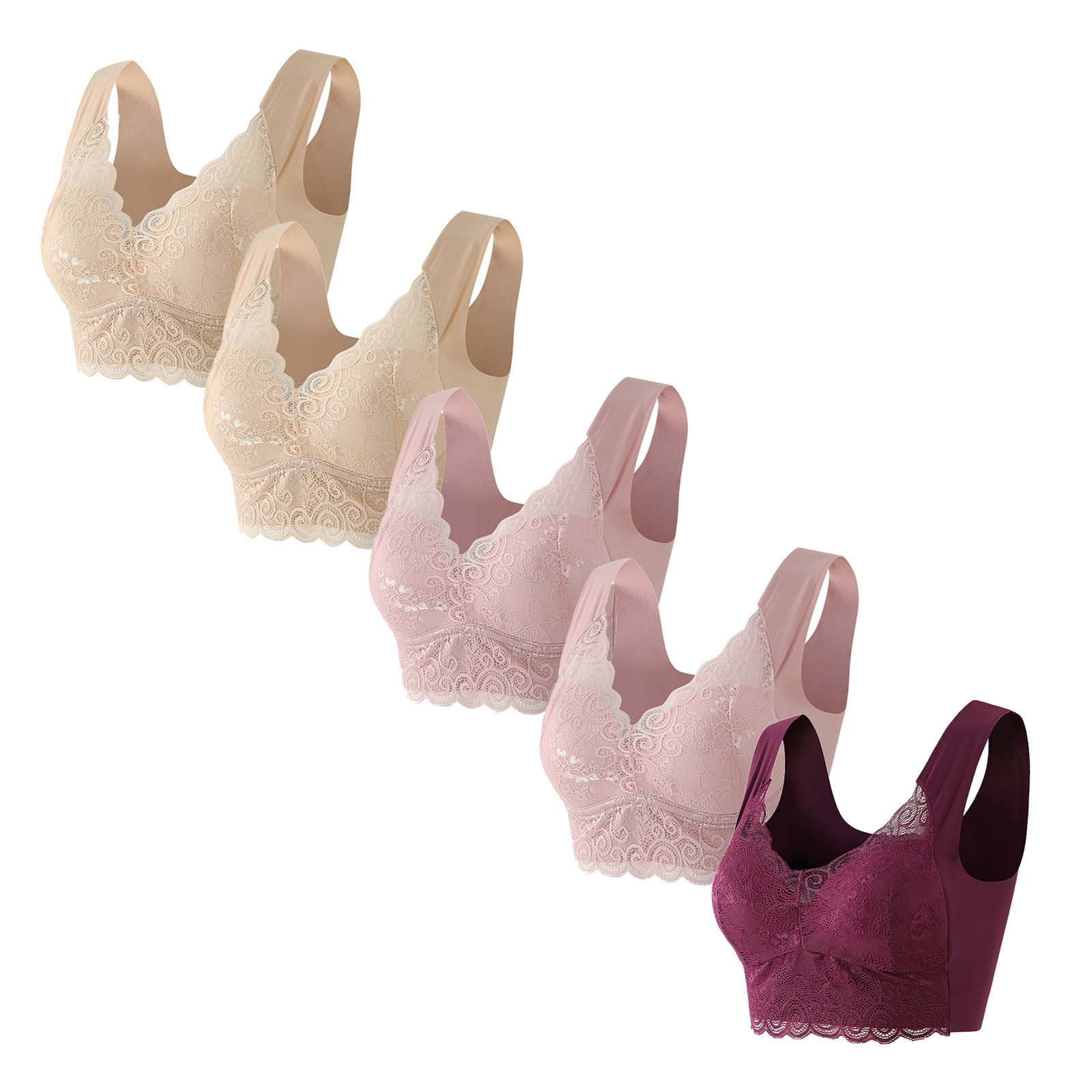 XWSHYW Womens Bras Clearance 5 Pack Summer Fashion Lightweight Casual ...