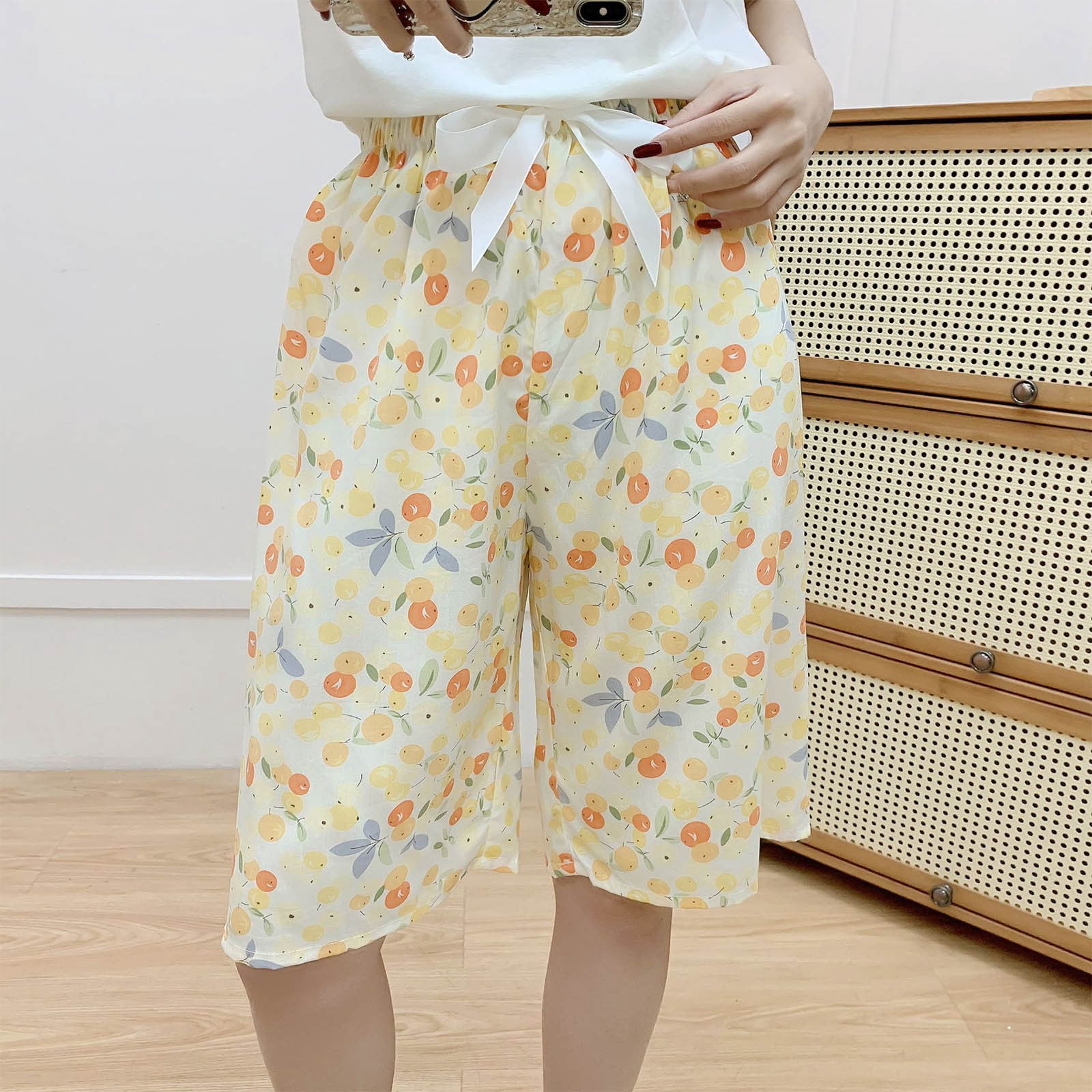 XWSHYW Womens Summer Outfits Summer Floral Print Lightweight Bermuda ...