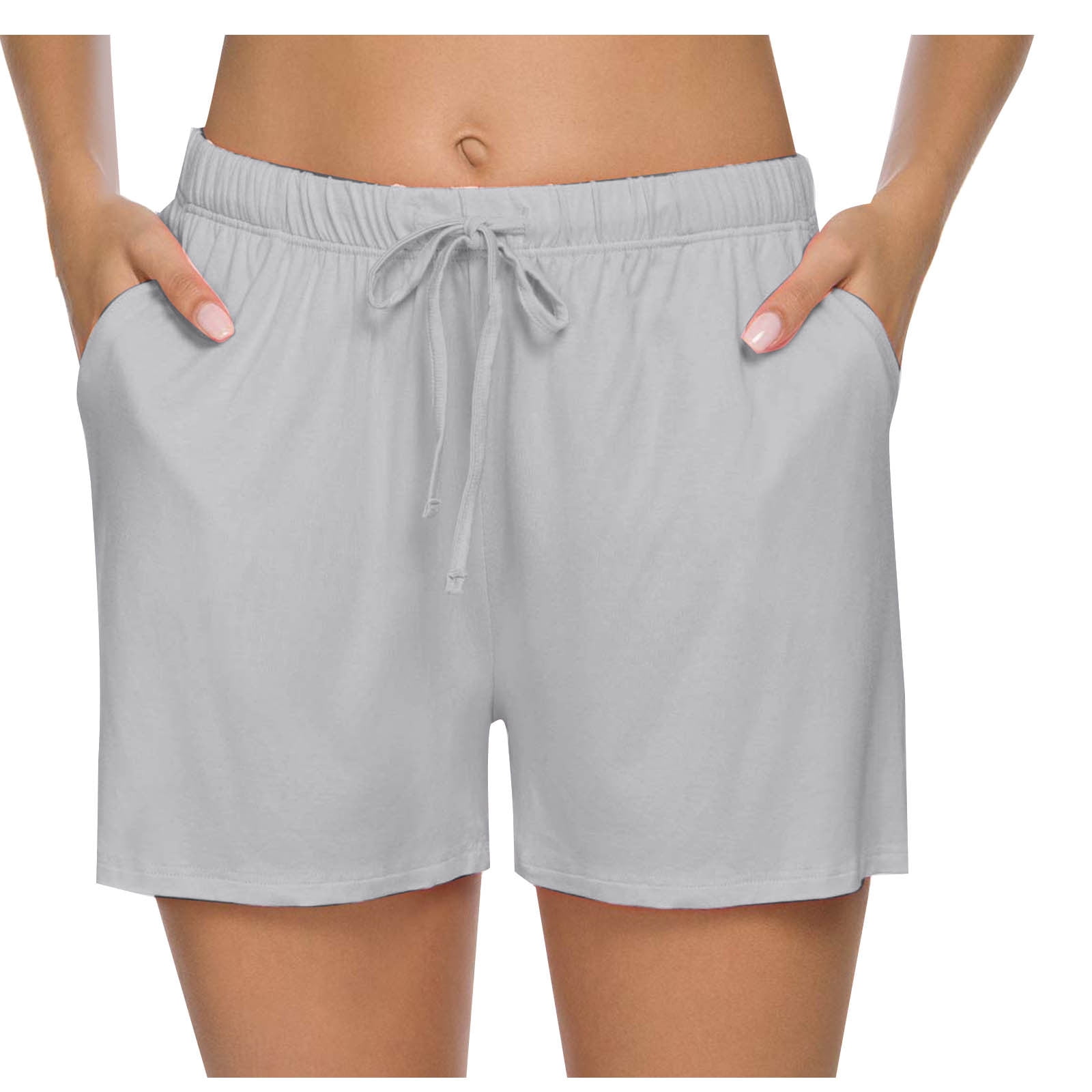 XWSHYW Womens Summer Outfits Summer Solid Color Drawstring Shorts with ...