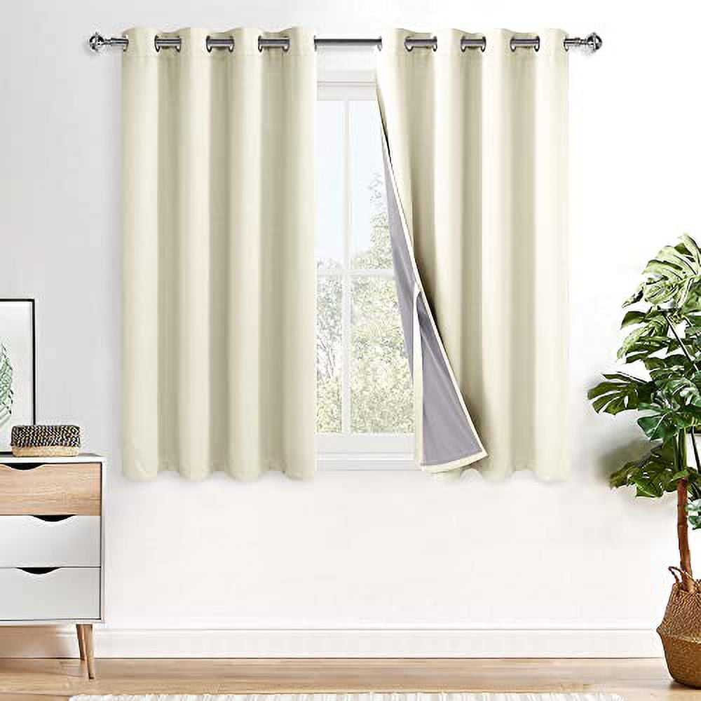 XWZO 100% Blackout Curtains 45 Inches Long with Tiebacks- Heat and Full ...
