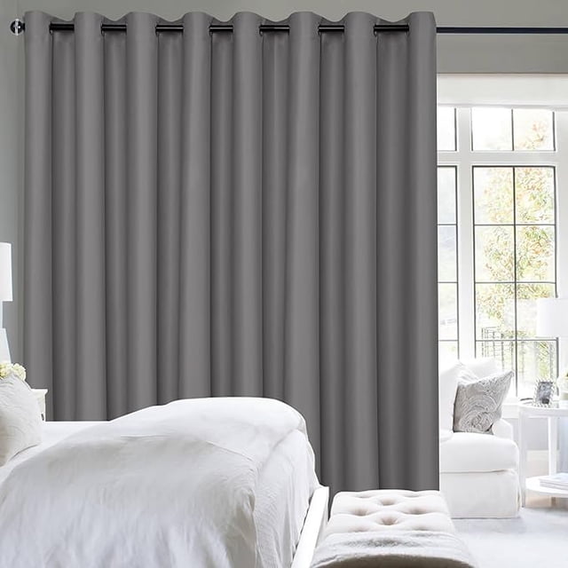 XWZO Sliding Door Curtains 100"W x 84"L, Grommet Privacy Room Divider ...