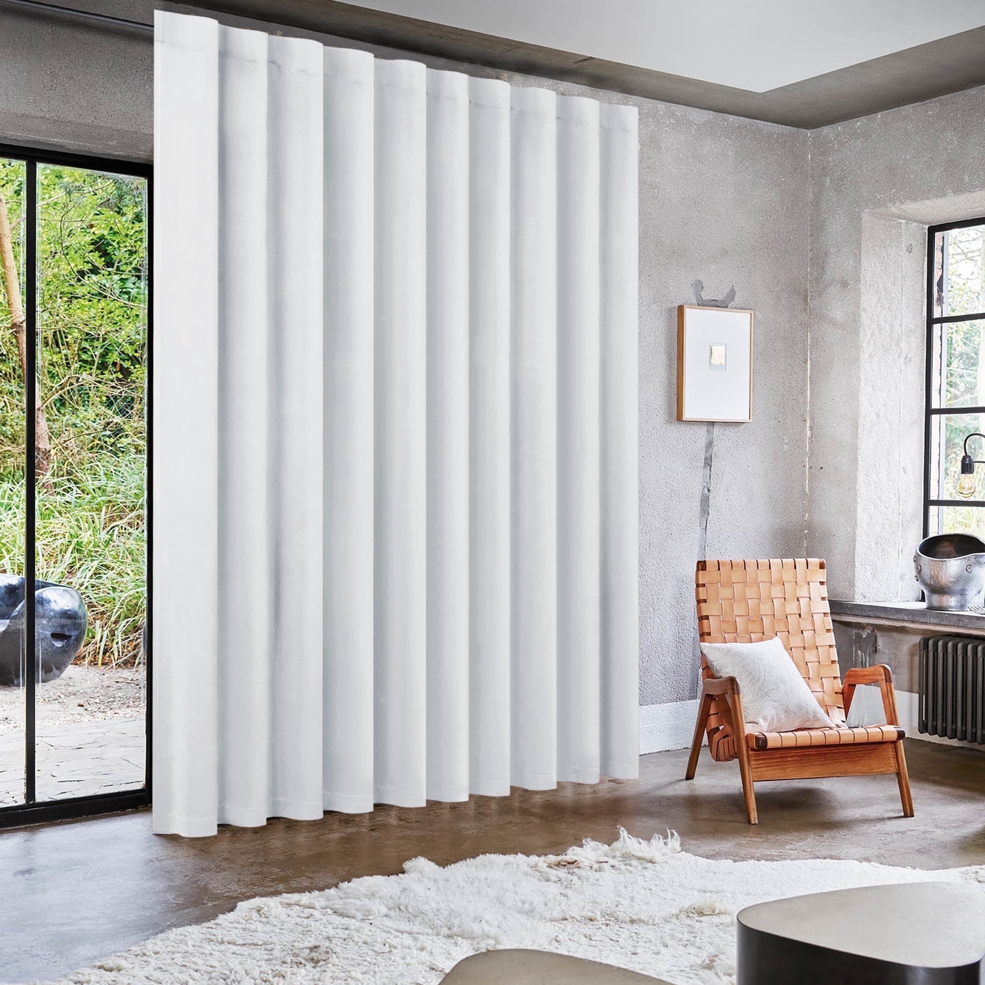 XWZO Sliding Glass Door White Curtain 1 Panel, Blackout Room Divider ...