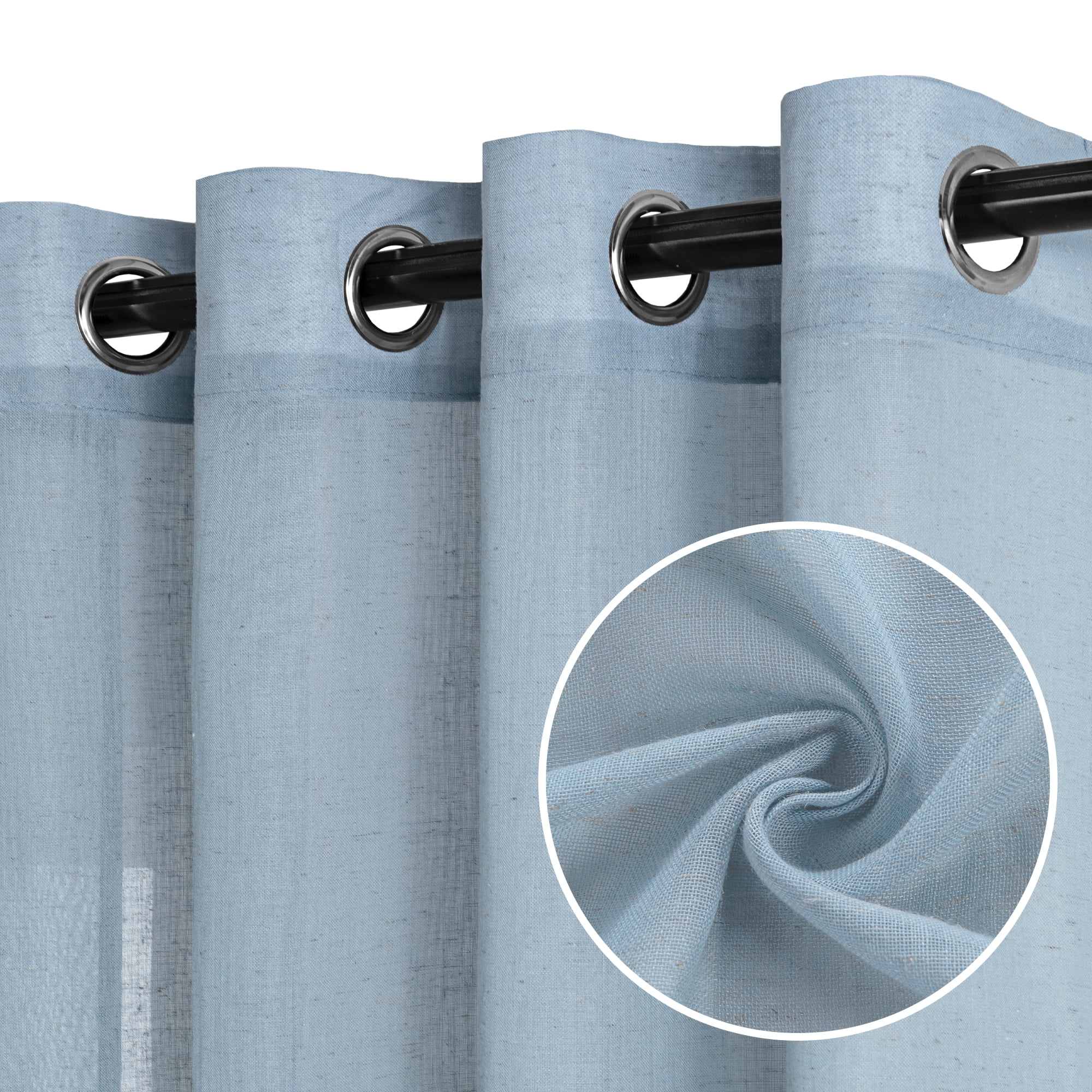 XWZO Modern Linen Sheer Grommet Curtains for Bedroom, Solid Light ...