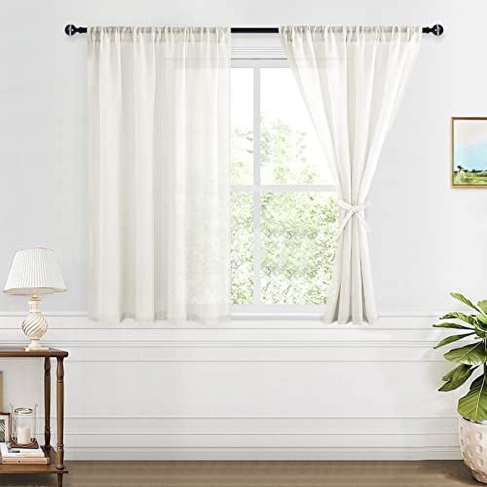 XWZO Semi Sheer Linen Curtains,Privacy Enhancing & Light Filtering Rod ...