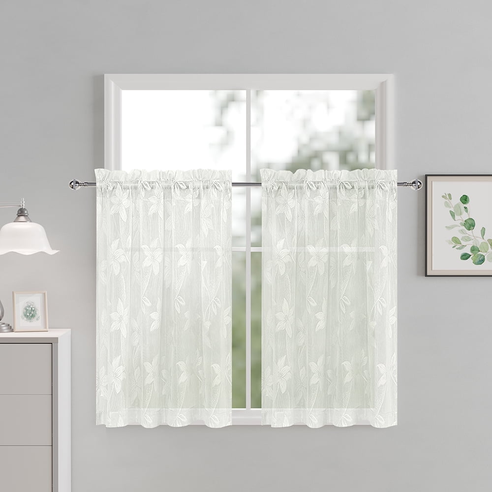 XWZO Short Sheer Curtains for Small Window 2 Panels Set, Light ...