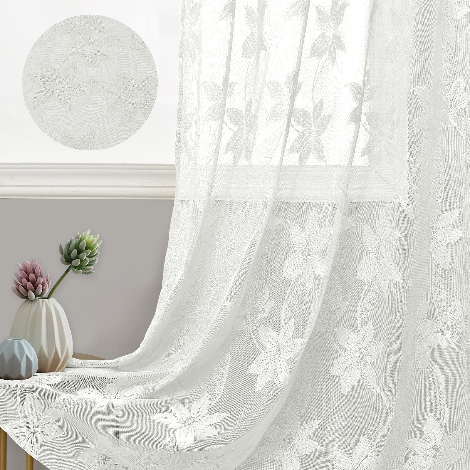 XWZO Short Sheer Curtains for Small Window 2 Panels Set, Light ...