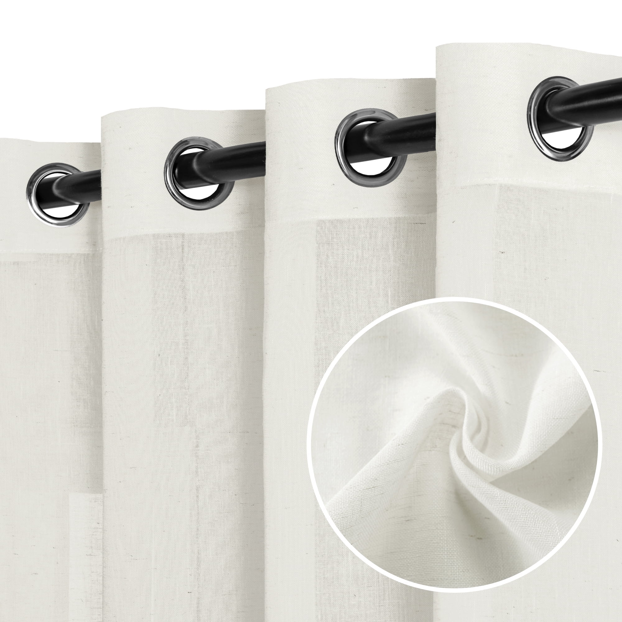 XWZO Spring Sheer Curtains for Living Room, Beige Linen Voile Grommet ...