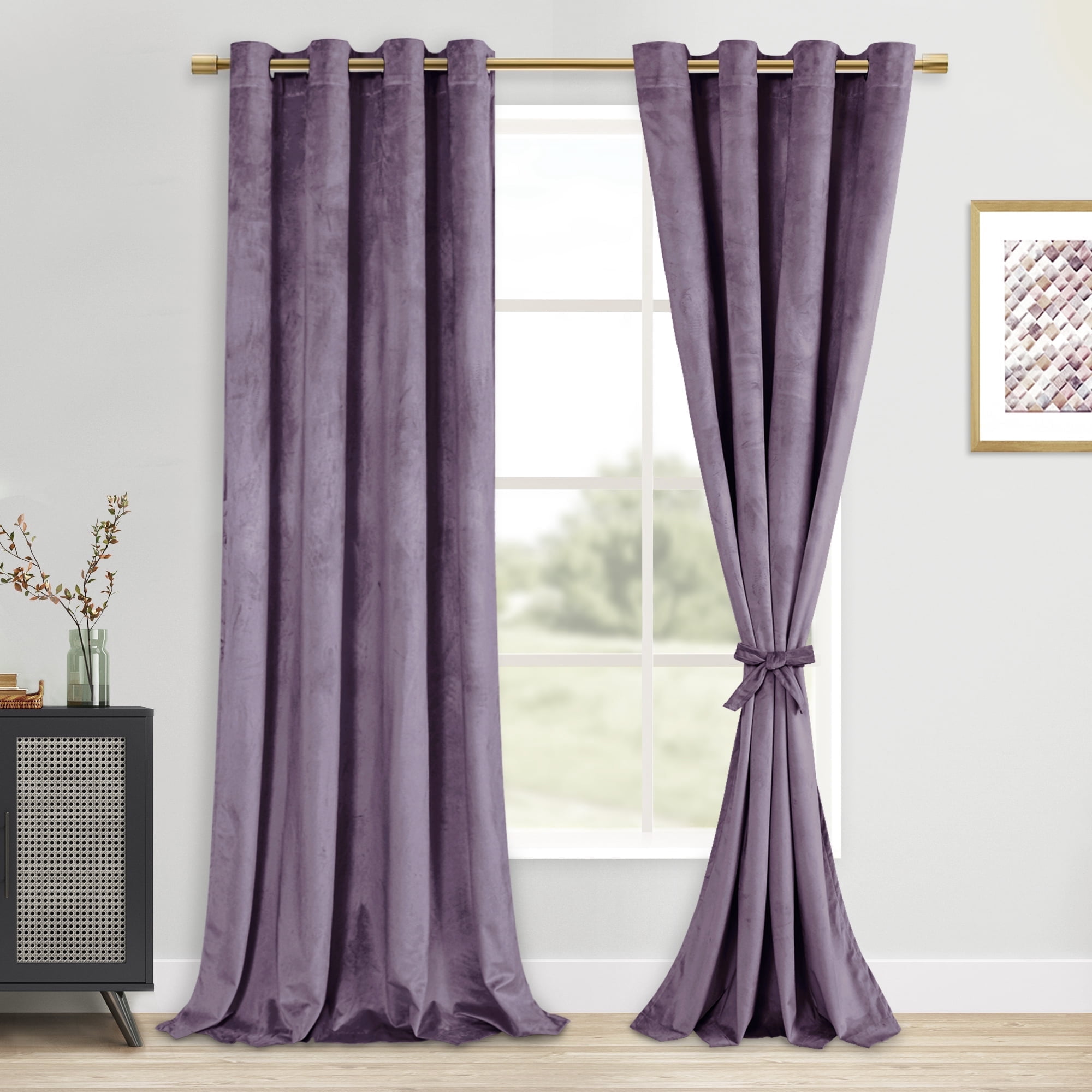 XWZO 52 x 108 Velvet Curtains 108 Inches - Elegant Heat Blocking ...