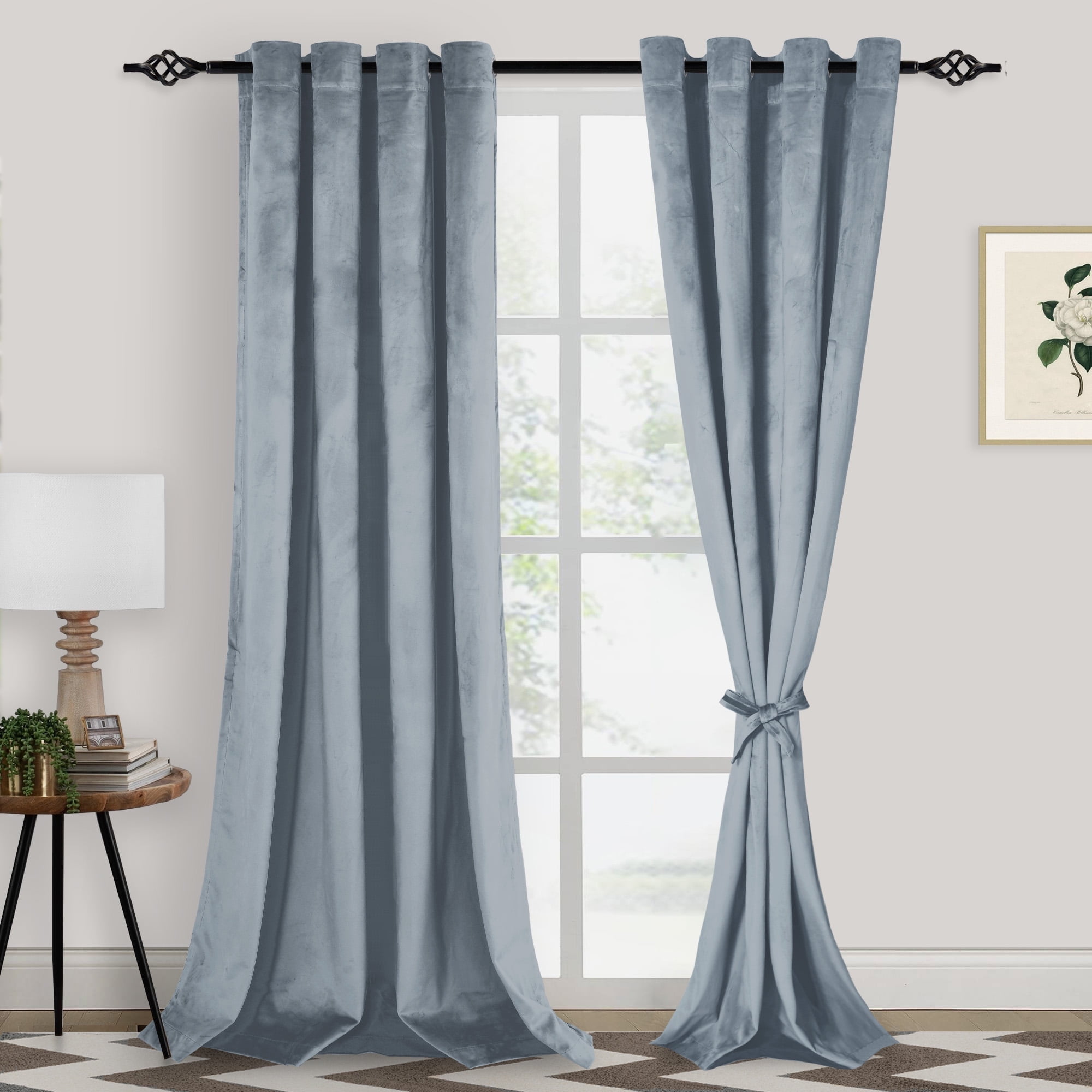XWZO Velvet Curtains 90 Inches Long - Energy Efficiency Room Darkening ...