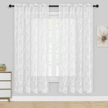 XWZO White Sheer Curtains, 72 Inch Length 2 Panels Set with Tiebacks, Grommet Semi Transparent ...