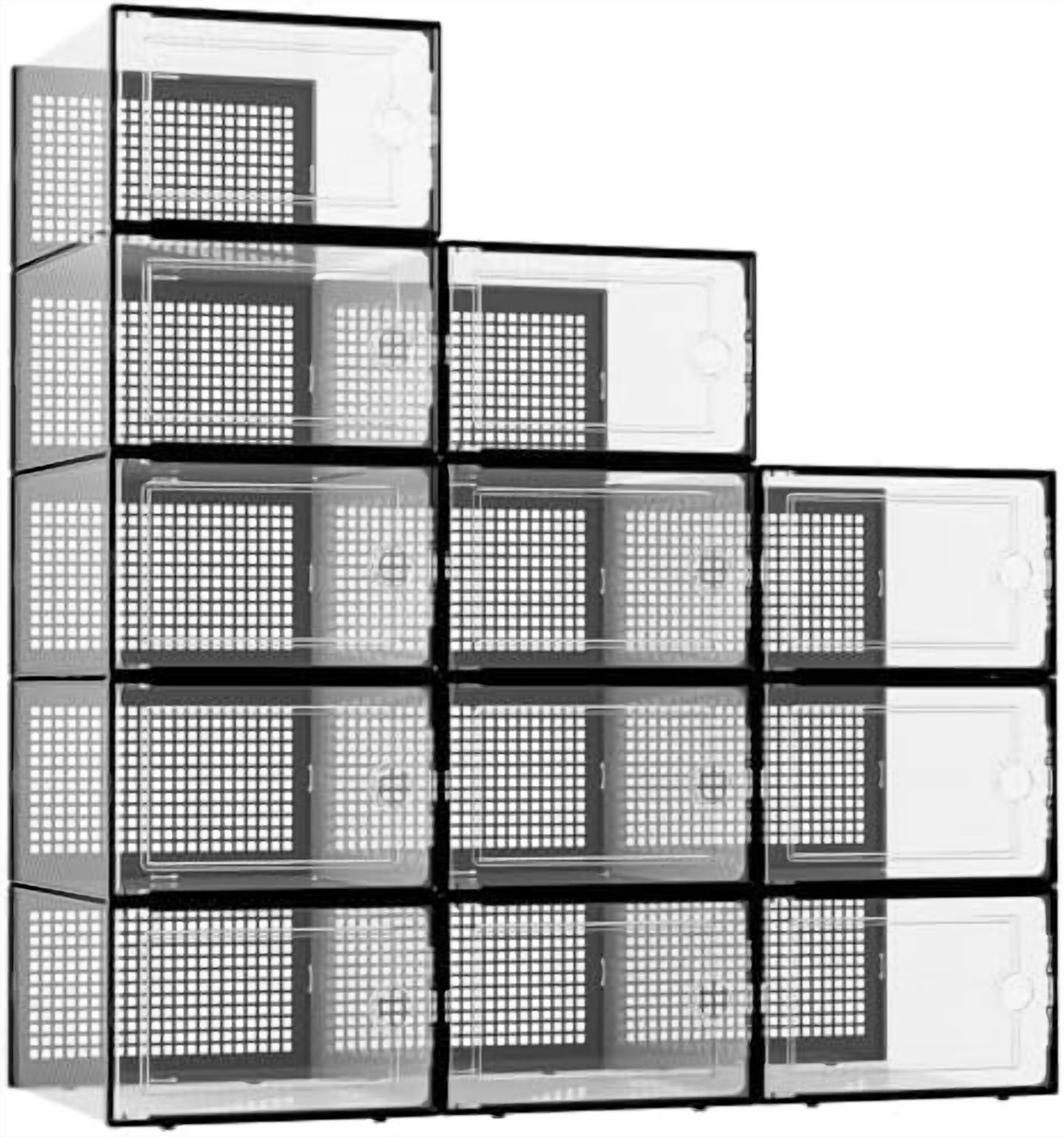 XX-Large Shoe Storage Boxes Organizers Clear Plastic Stackable 12 Pack ...
