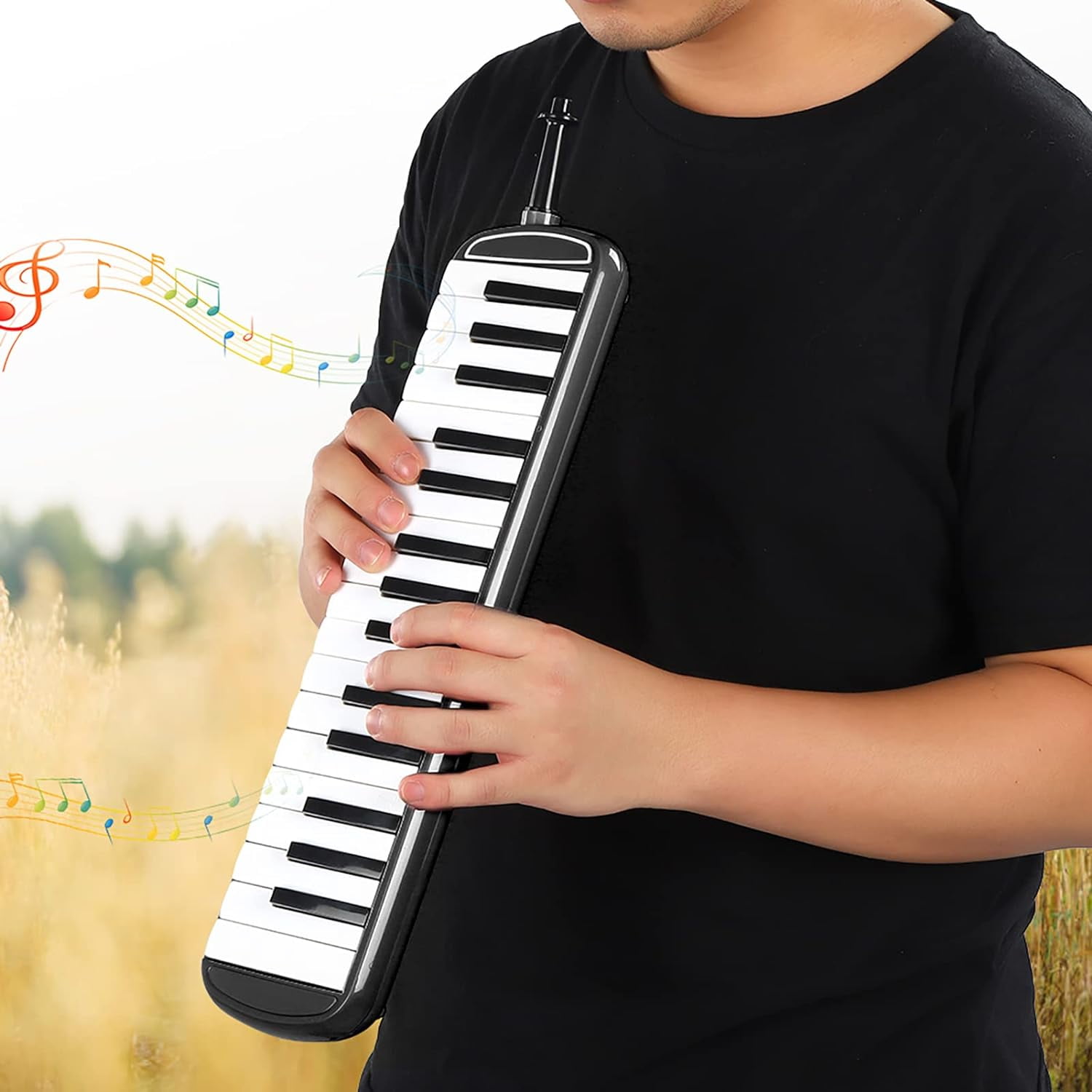XXF-32 Keys Melodica Instrument, Air Piano Keyboard with Blowpipe ...