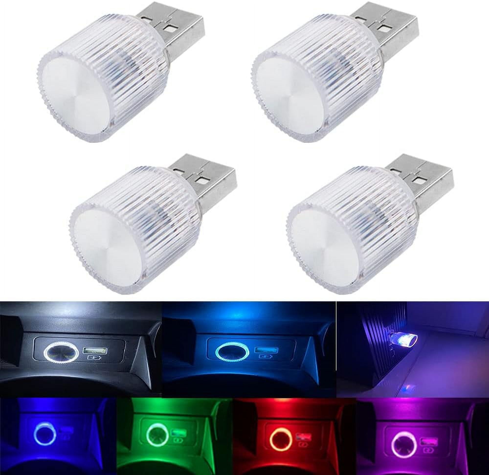 XXF-4Pcs Mini USB LED Light, Car LED Interior Ambient Lighting 5V Smart ...