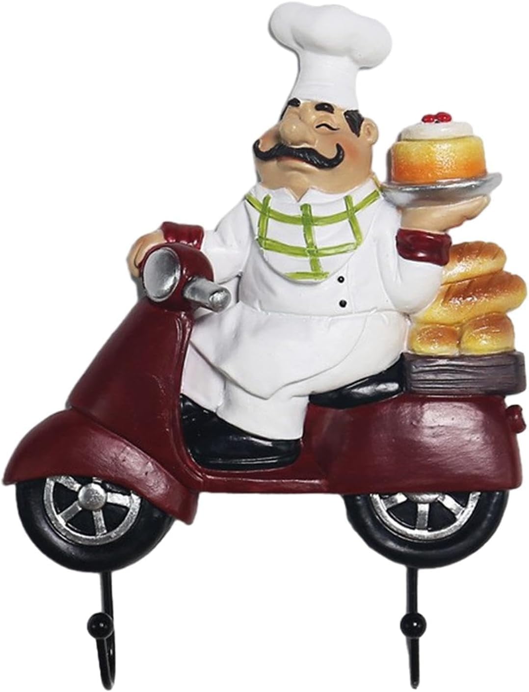 XXF-Cute Chef with Bread Kitchen Wall Decor Fat Chef Wall Hooks Chef ...