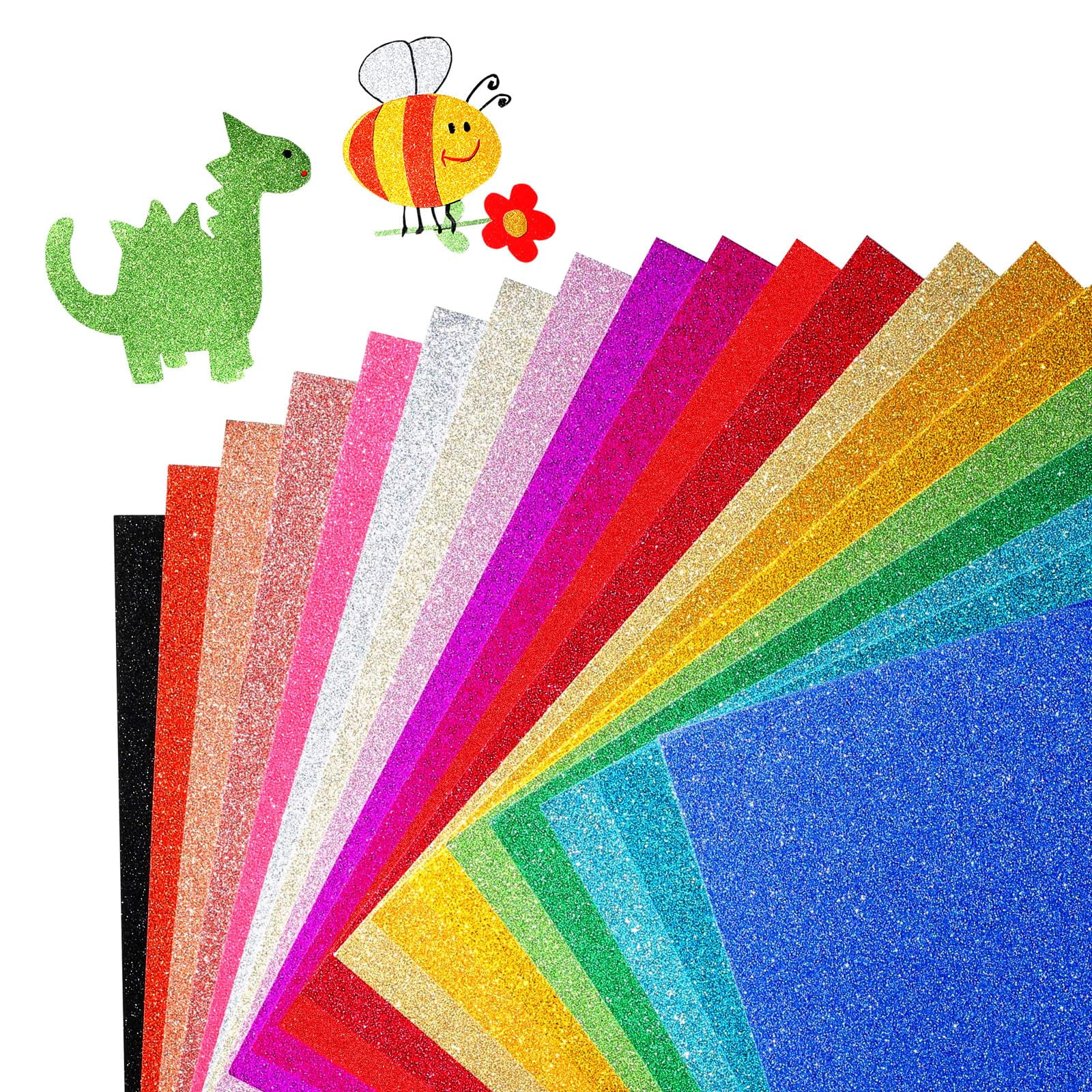 XXINMOH 40 Sheets Glitter MSF2 Cardstock, 20 Colors Premium Cardstock ...