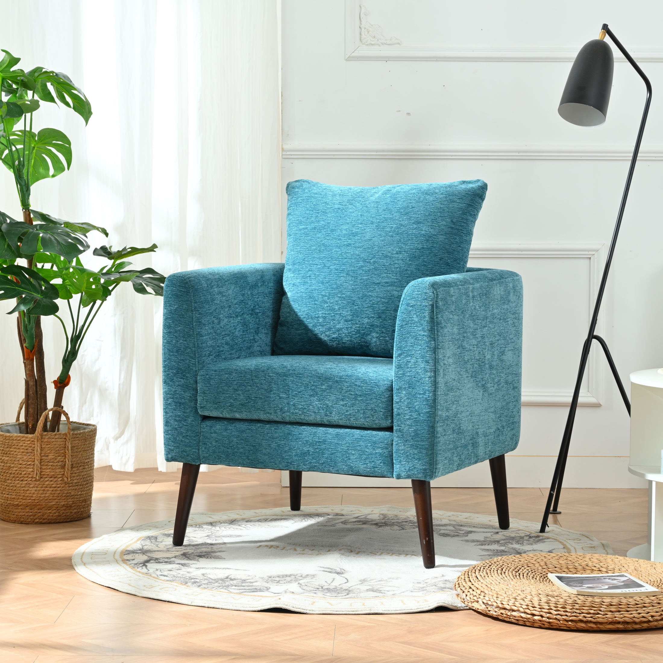 XXJJ Mid-Century Oversized Accent Chair, Upholstered Armchair with ...