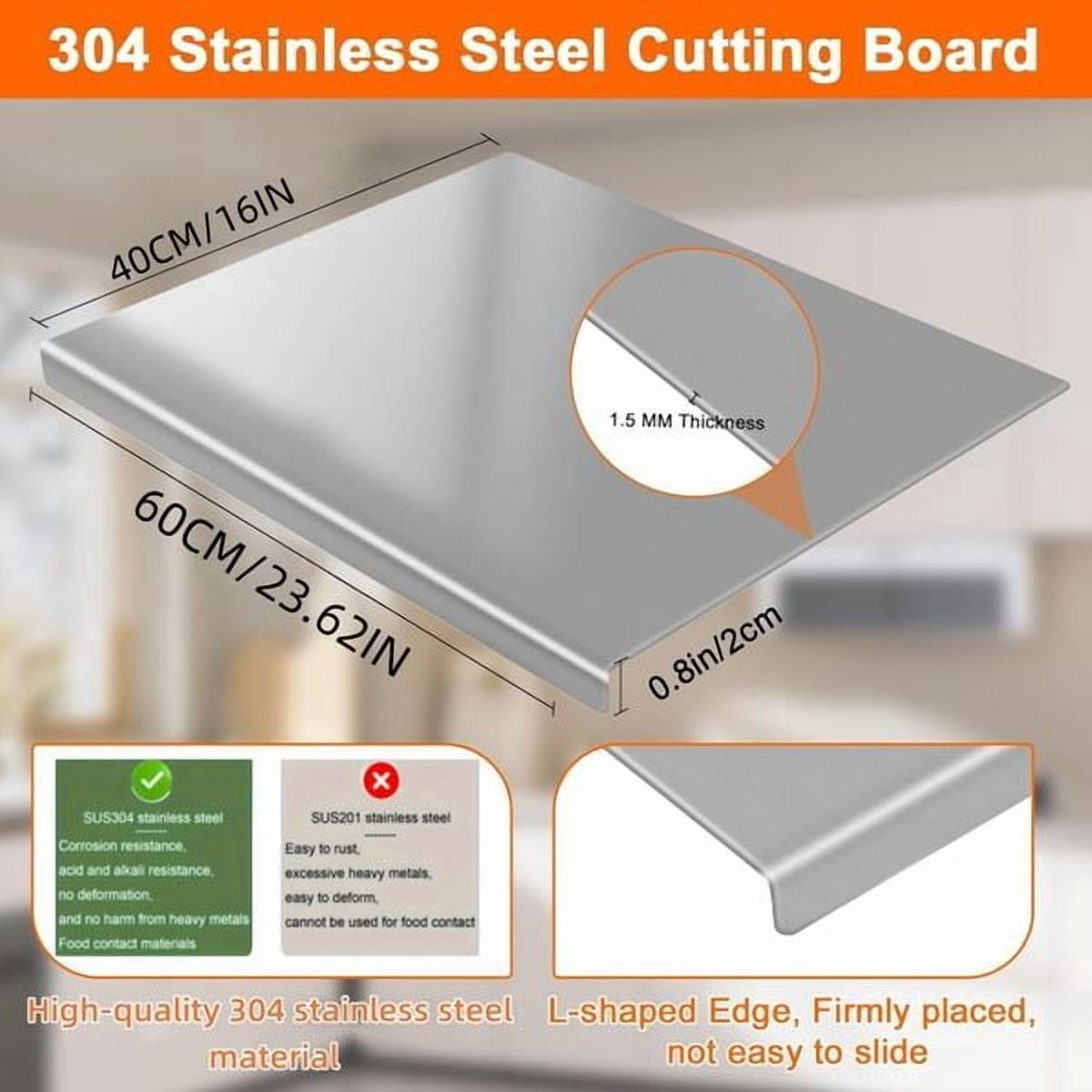XXL 304 Stainless Steel Cutting Board Anti-Slip & Mildew-Proof Heavy ...
