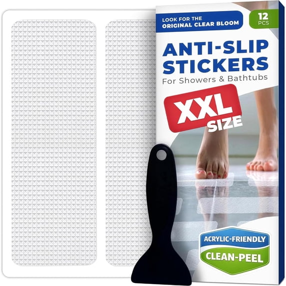 XXL Anti Slip Shower Stickers 12 PCS, Invisible Non-Slip Shower Strips ...